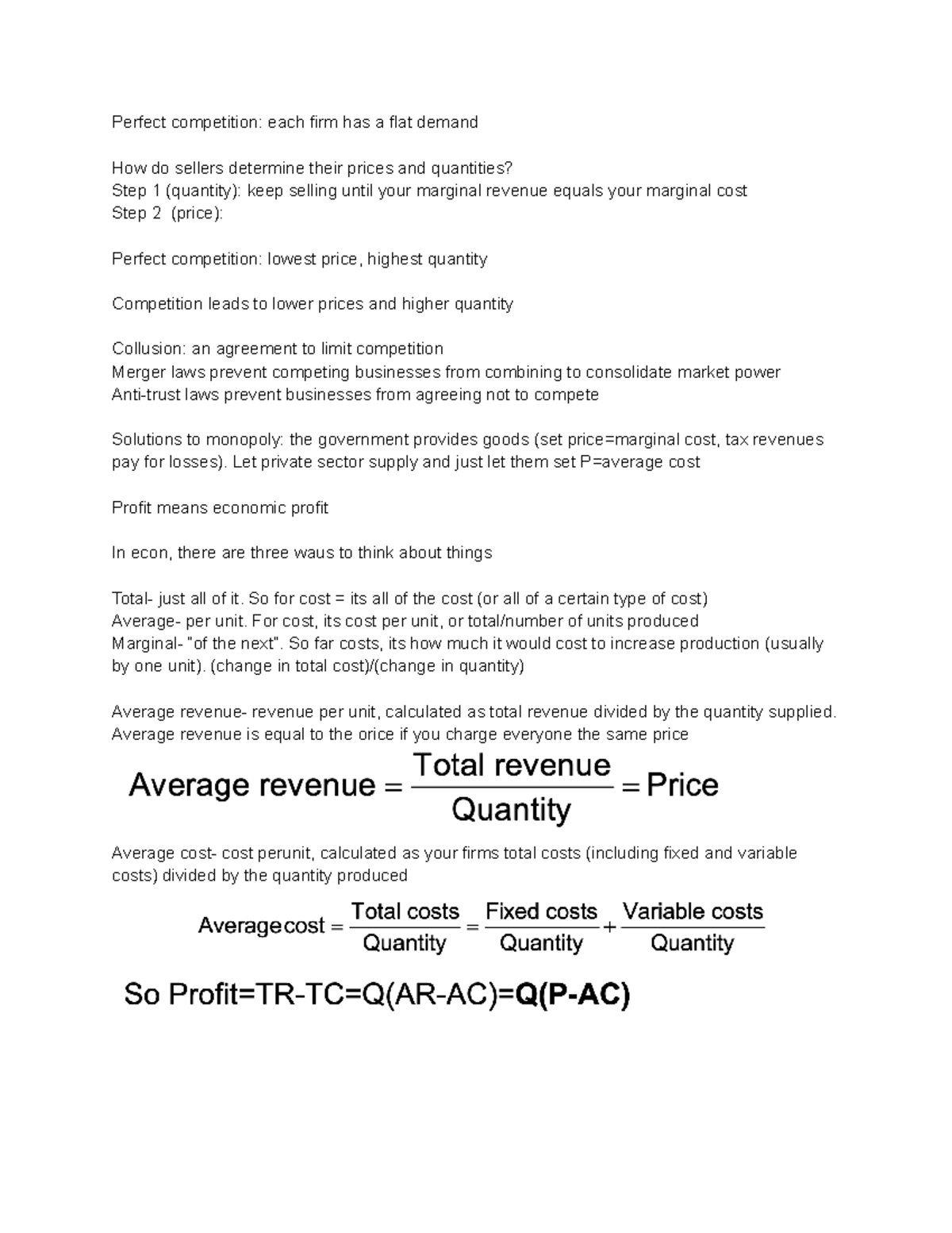 Econ - Prof. Steve Trost. Covers ch. 8, 9 and 10 - Perfect competition ...