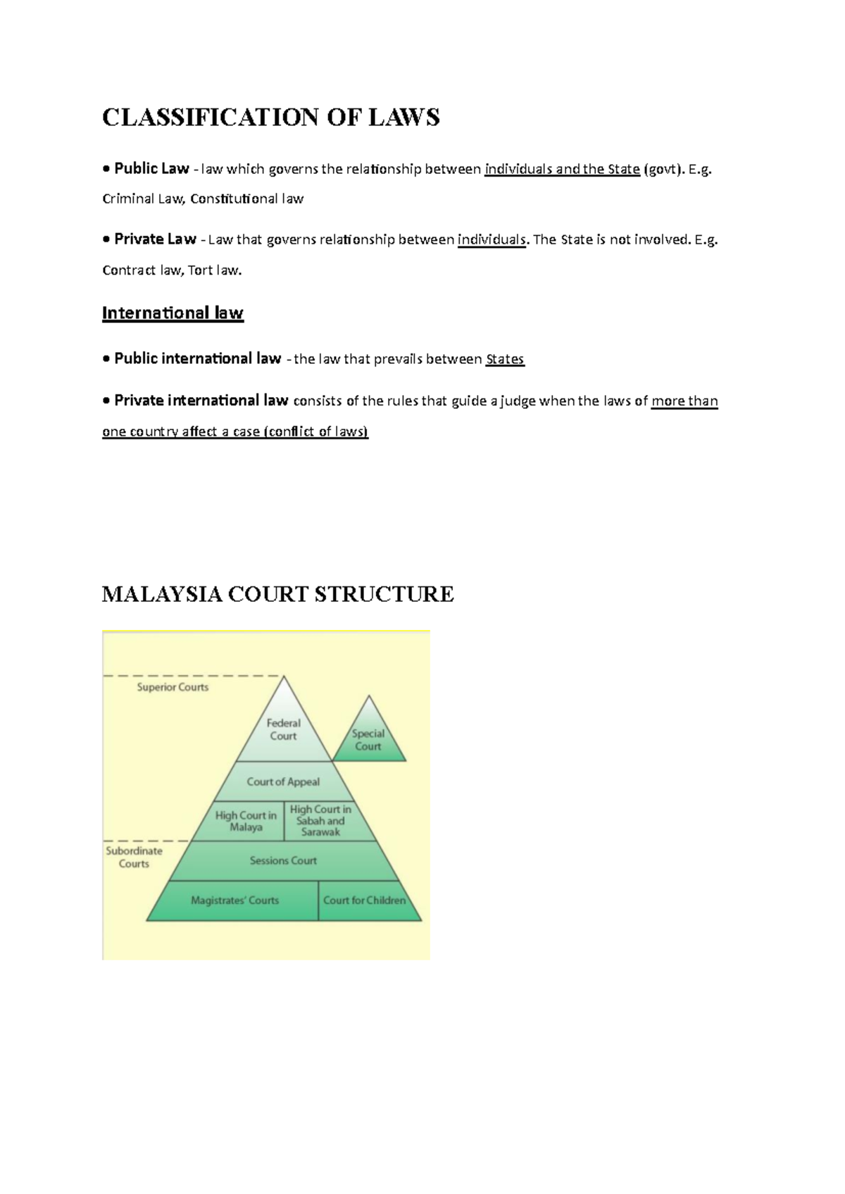 Bl revision - Business law - CLASSIFICATION OF LAWS • Public Law - law ...