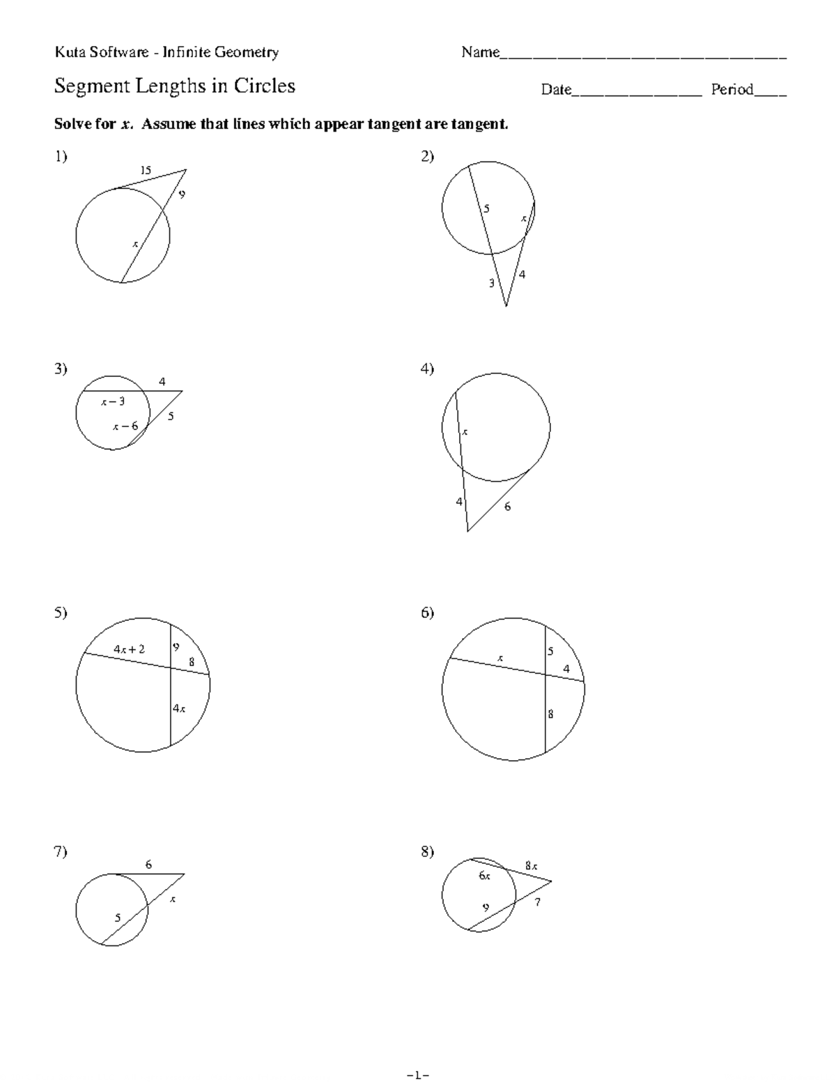 11-Segment Lengths in Circles - ©X m 2 L 0 q 1 M 2 b MKGuUtEax YSioaf 3 ...