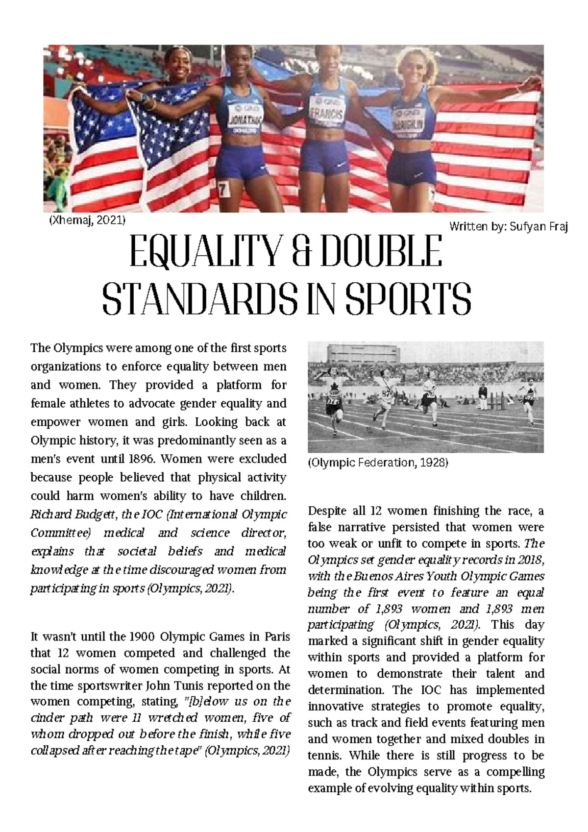 Long form journalism articale - EQUALITY & DOUBLE STANDARDS IN SPORTS ...