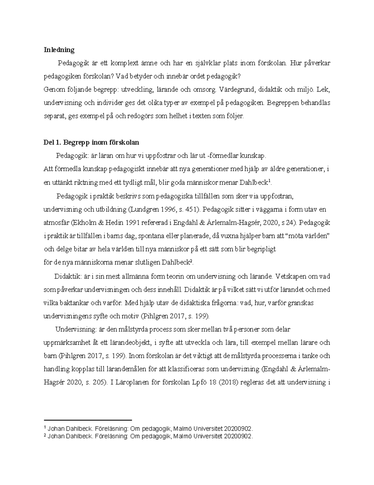 Exempeltext 3 -480538760 - Inledning Pedagogik är ett komplext ämne och ...