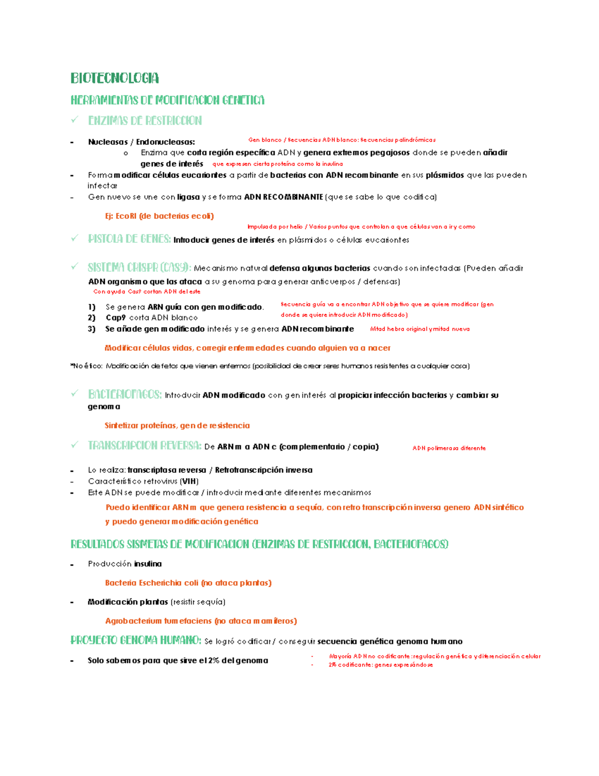 Biolo - Resumen - - Nucleasas / Endonucleasas: o Enzima que corta ...