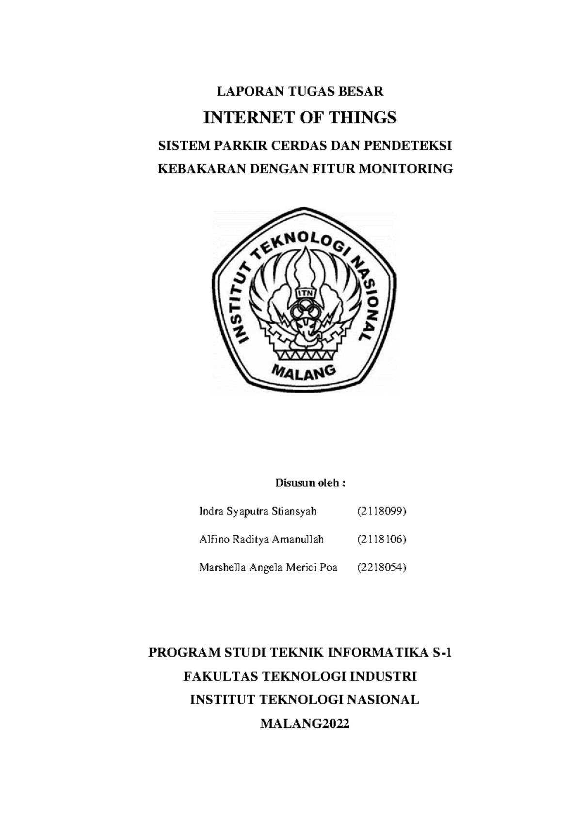 2118099 2118106 2218054 Laporan Tugas Besar Io T - LAPORAN TUGAS BESAR ...