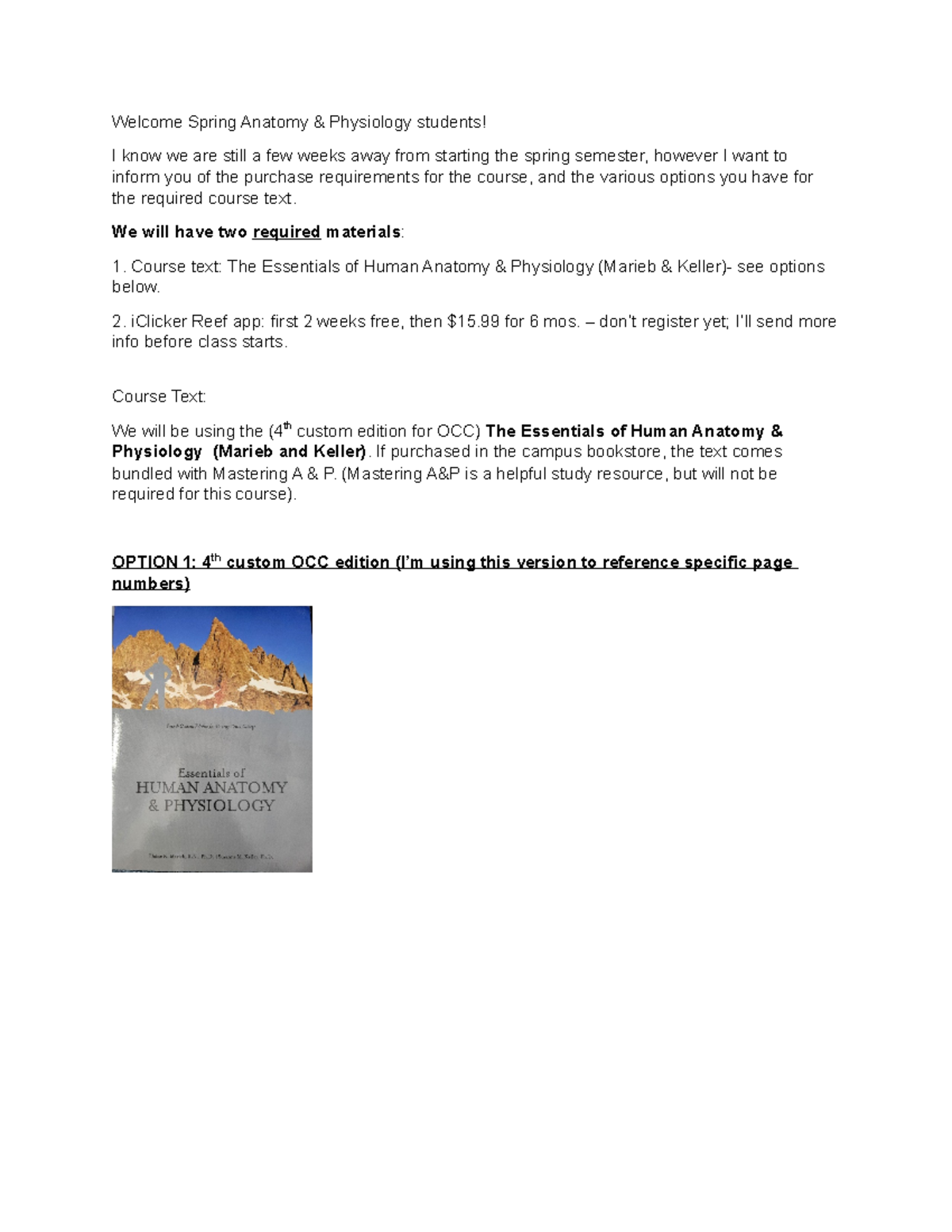 BIO 221 Spring 2022 book info syllabus - Welcome Spring Anatomy ...