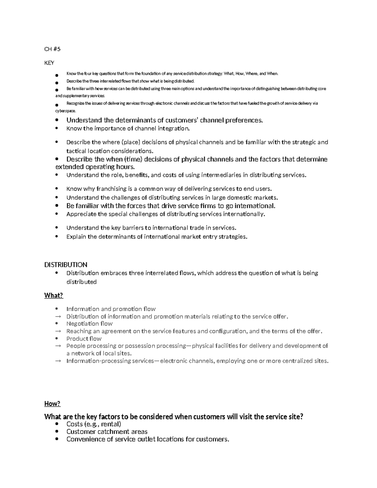 CH #5 - Notes - CH KEY Know the four key questions that form the ...