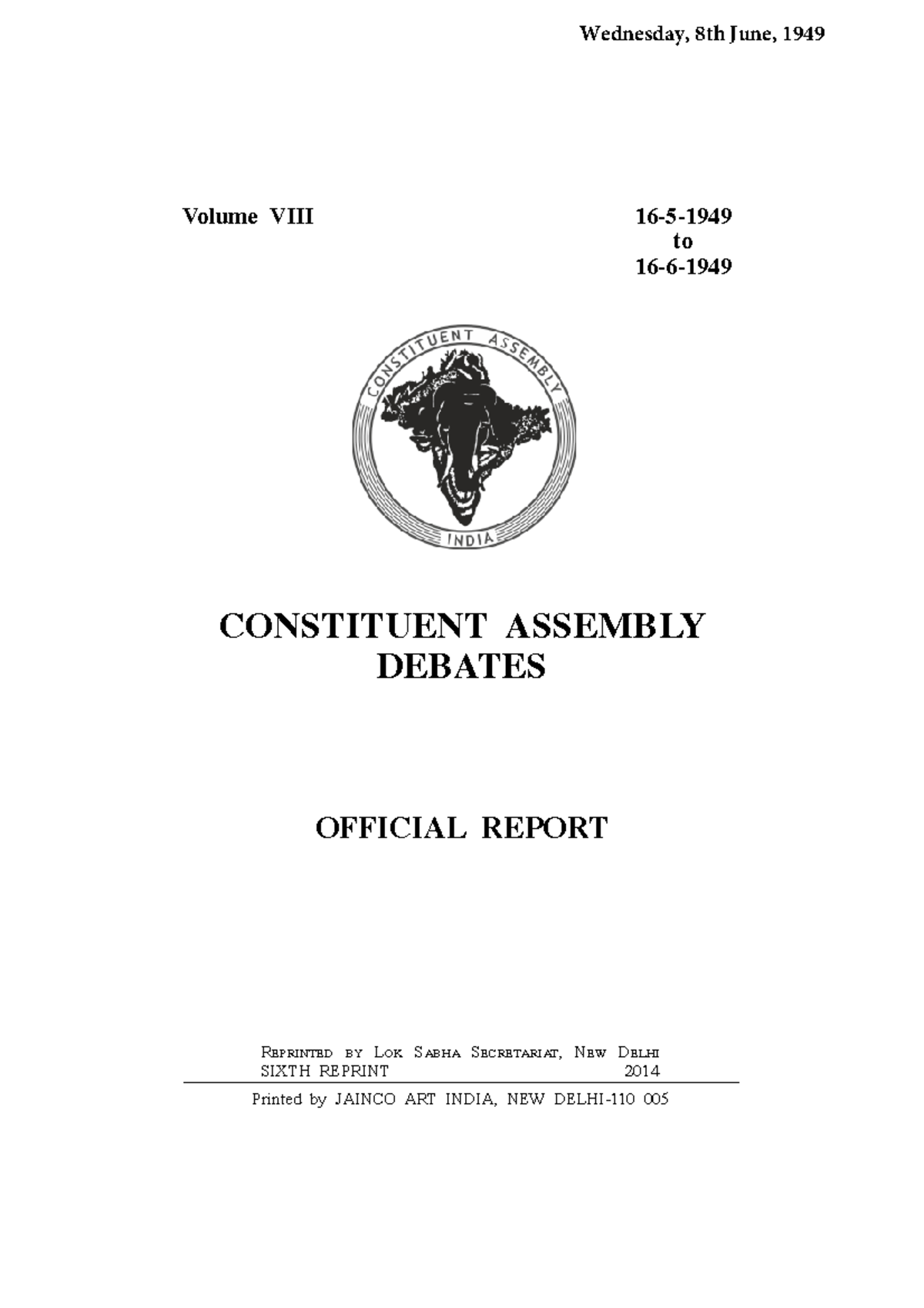 Cad 08-06-1949 - CONSTITUENT ASSEMBLY DEBATES OFFICIAL REPORT Volume ...