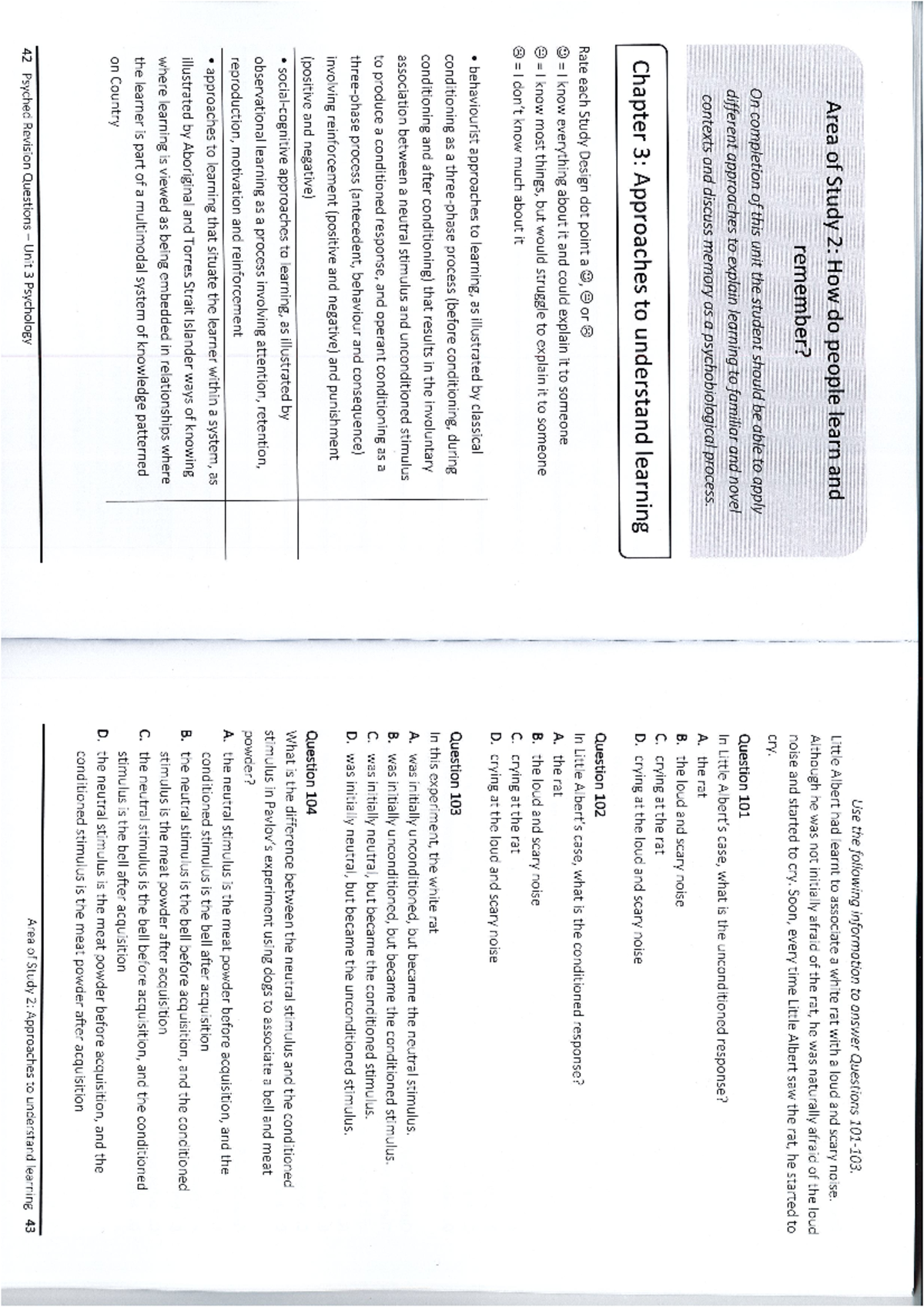 Psyched Approaches to Understanding Learning Questions - Studocu