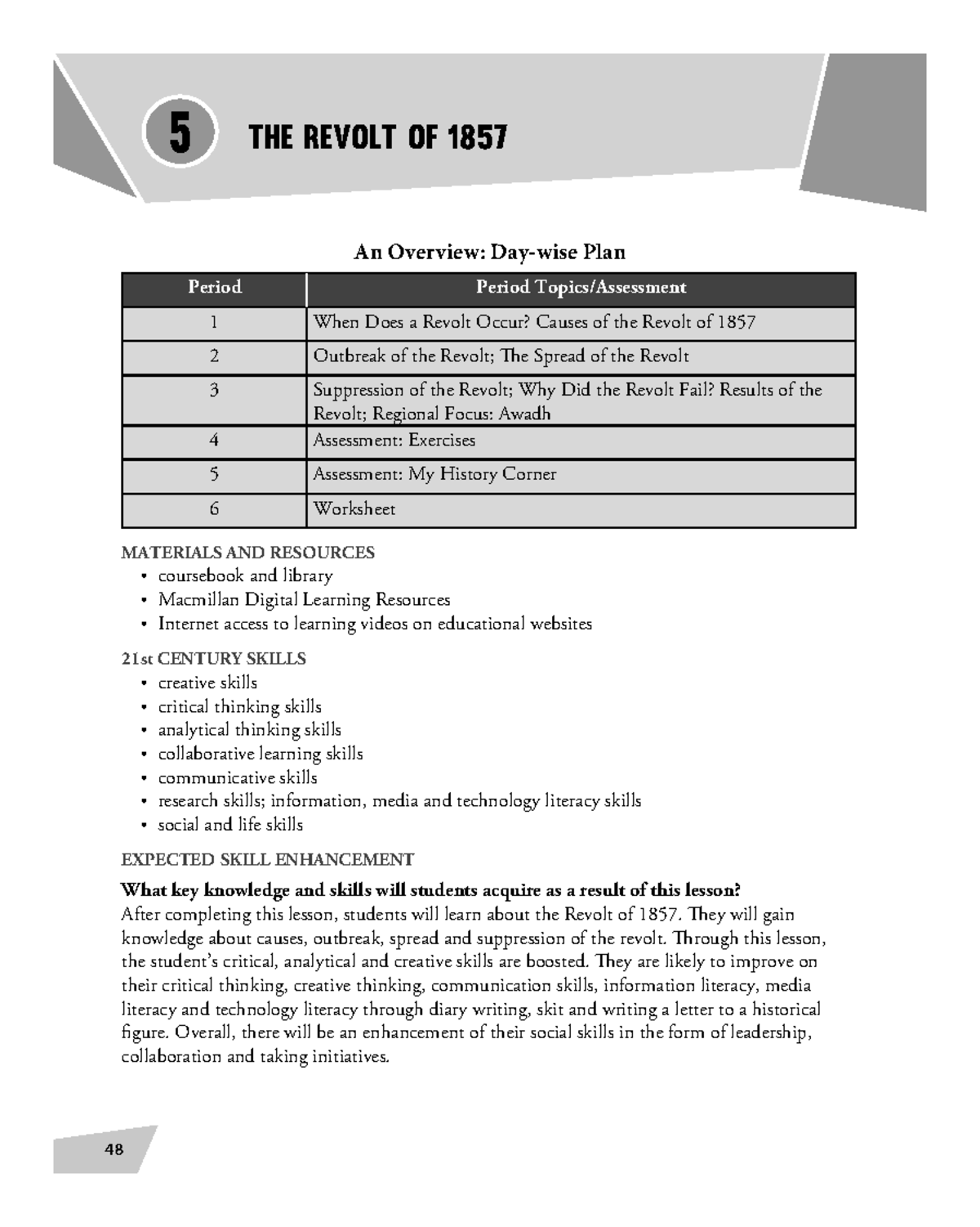 The Revolt of 1857 - Gognj - An Overview: Day-wise Plan Period Period ...