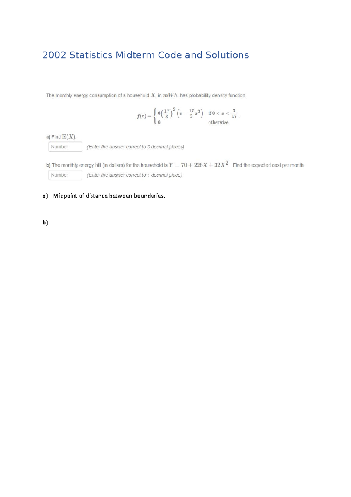 2002 Statistics Midterm Solutions - 2002 Statistics Midterm Code and ...
