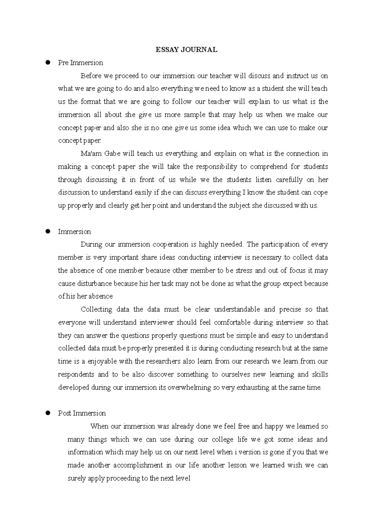 Essay Journal - this is for you and for all - ESSAY JOURNAL Pre ...