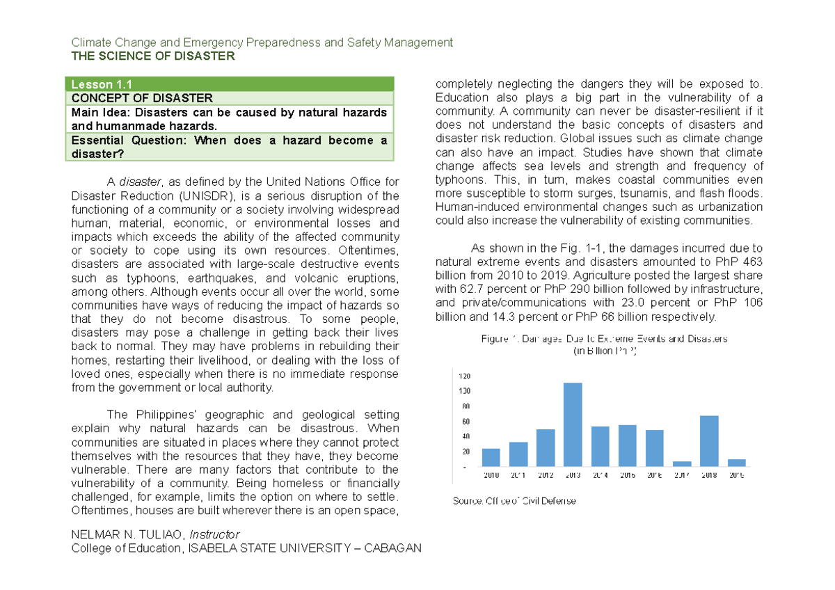 The Science of Disaster - THE SCIENCE OF DISASTER Lesson 1. CONCEPT OF ...
