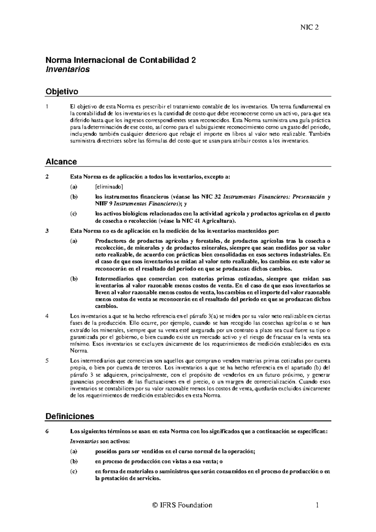 NIC 2 Inventarios - Norma Internacional de Contabilidad 2 Inventarios ...