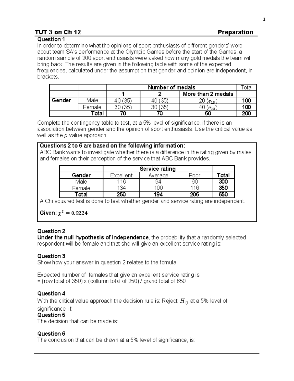 STK120 TUT 3 on Ch 12 - Preparation - 1 TUT 3 on Ch 12 Preparation ...