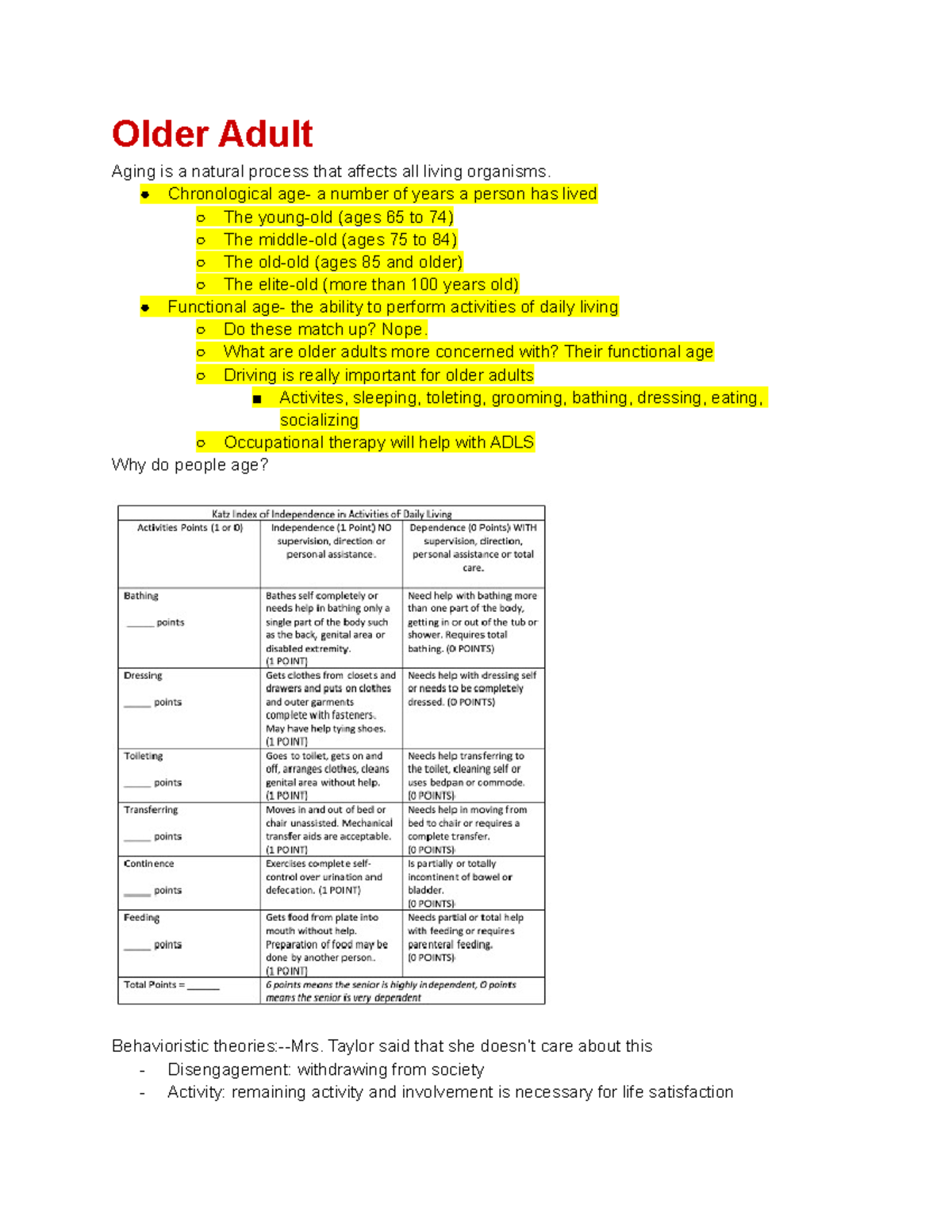 Older Adult - Older Adult Aging is a natural process that affects all ...