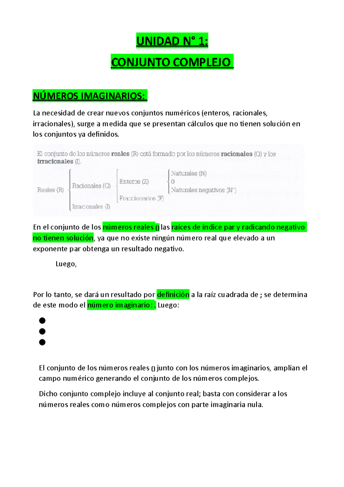 Números Imaginarios Y Conjunto Complejo - UNIDAD N° 1: CONJUNTO ...