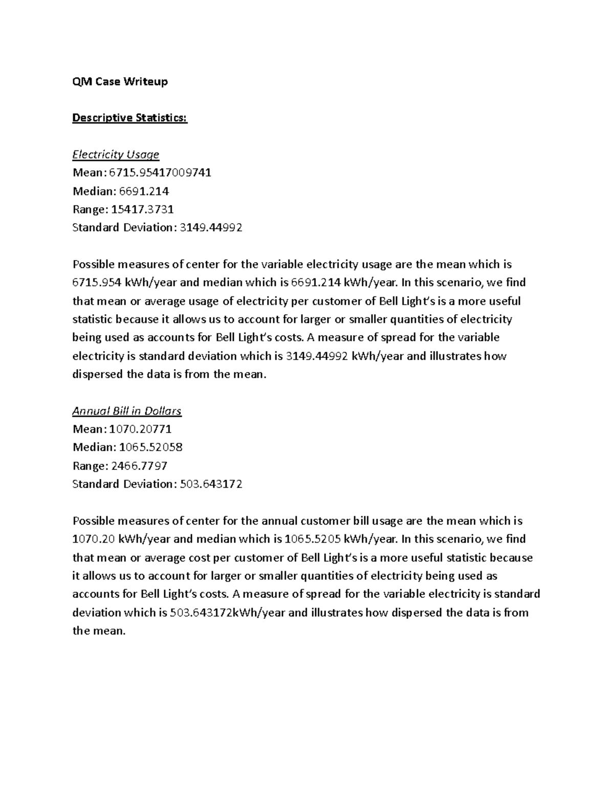 QM Case Writeup Hypothesis Testing and P-Values - QM Case Writeup ...