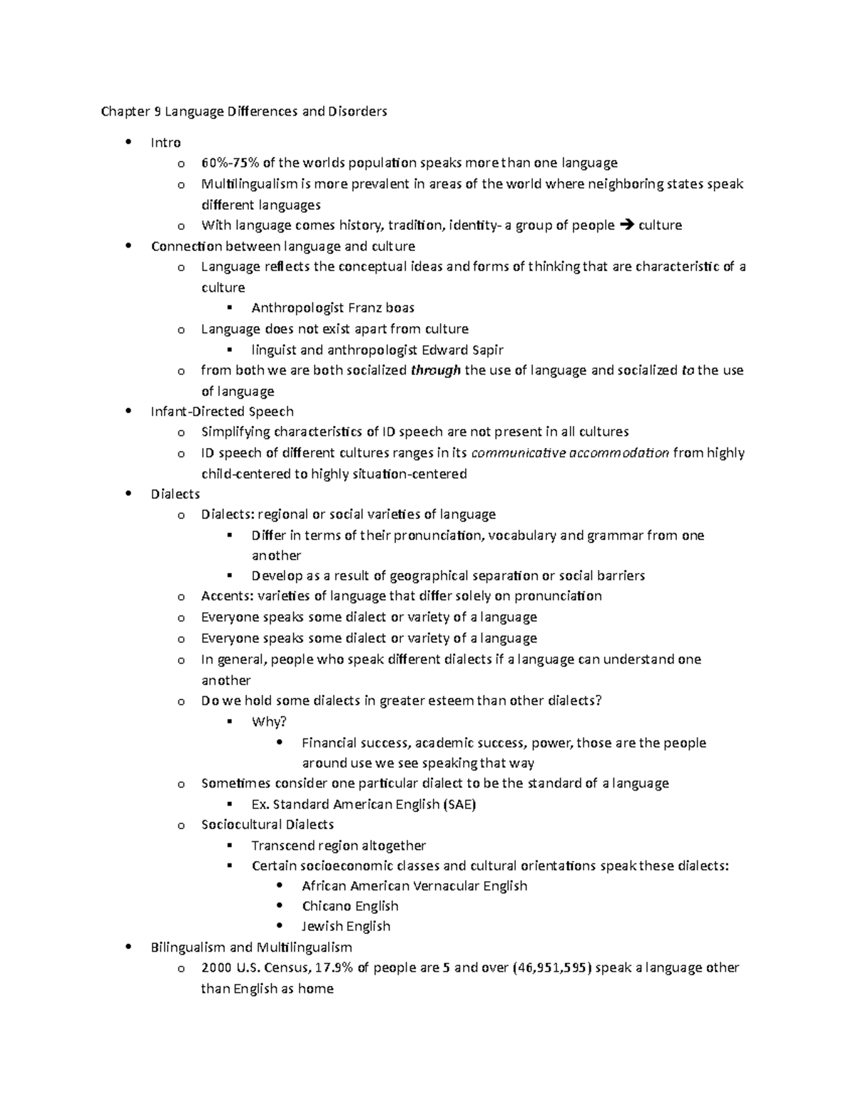 Chapter 9 Language Differences and Disorders - Chapter 9 Language ...