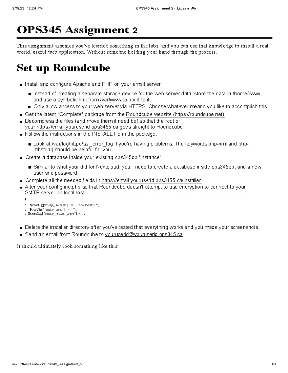 Assignment 2 - littlesvr/wiki/OPS345_Assignment_2 1/ OPS345 Assignment 2 This assignment assumes ...
