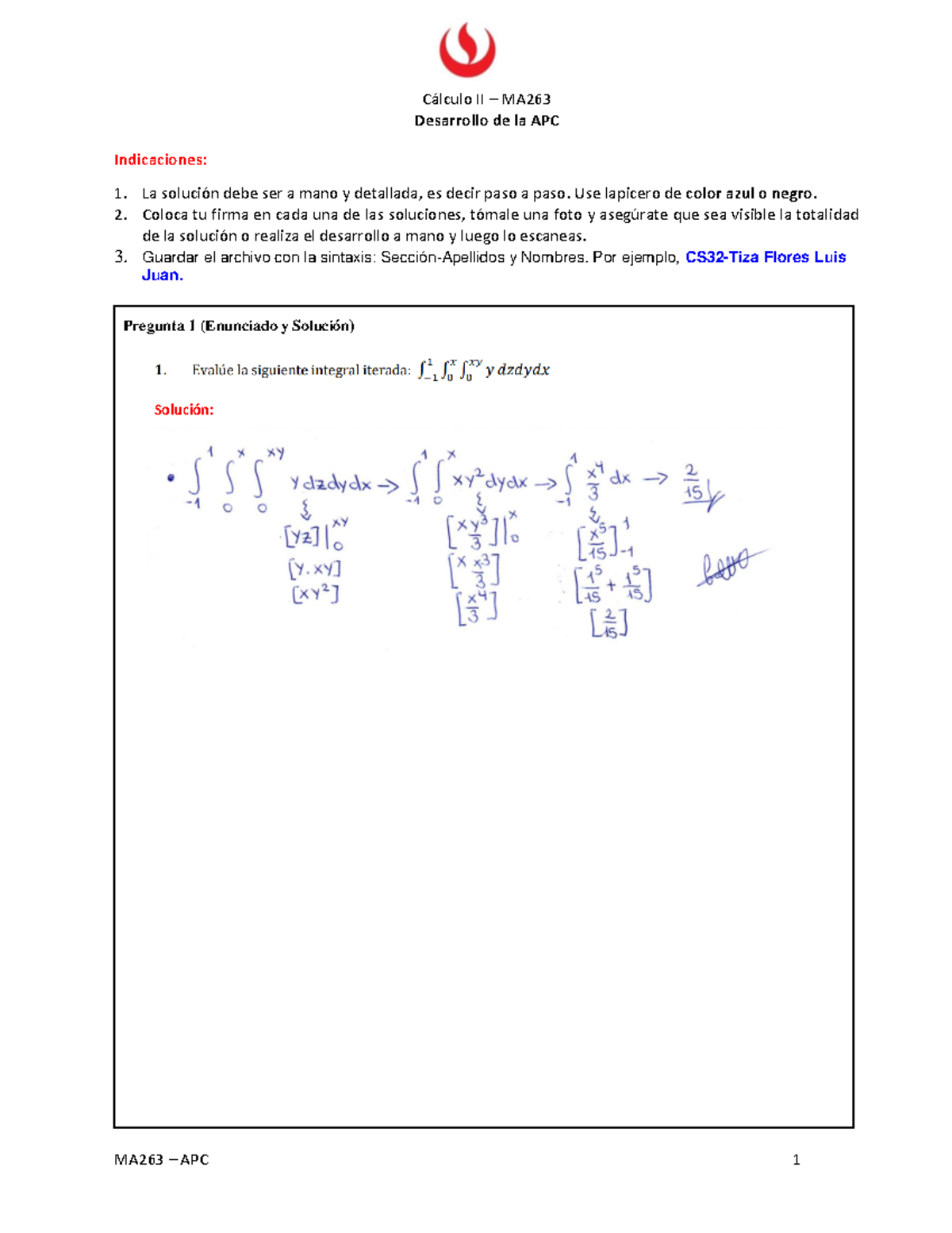 AAA2/ Apropiacion de contenidos 2 - 2023-02 - Cálculo II – MA26 3 Desarrollo de la APC ...