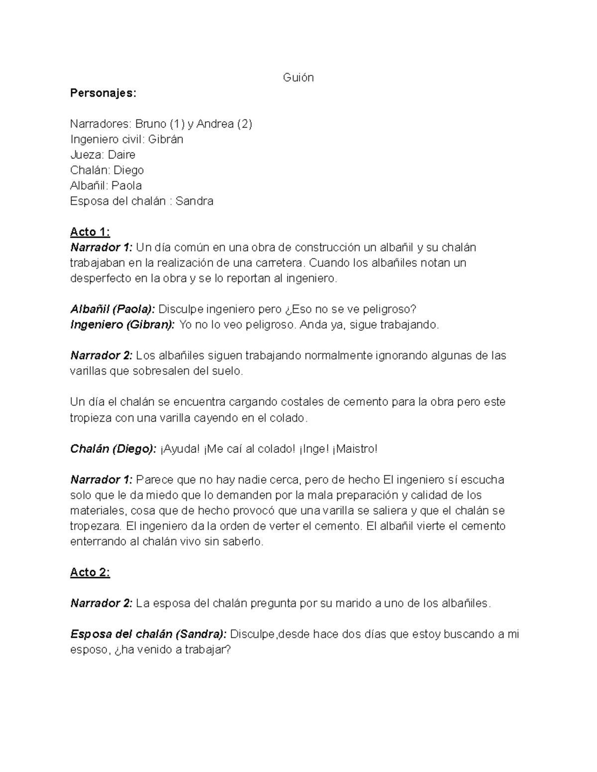 Conceptos actividad 2 - Nose, no lo copies tal cual - Guión Personajes ...