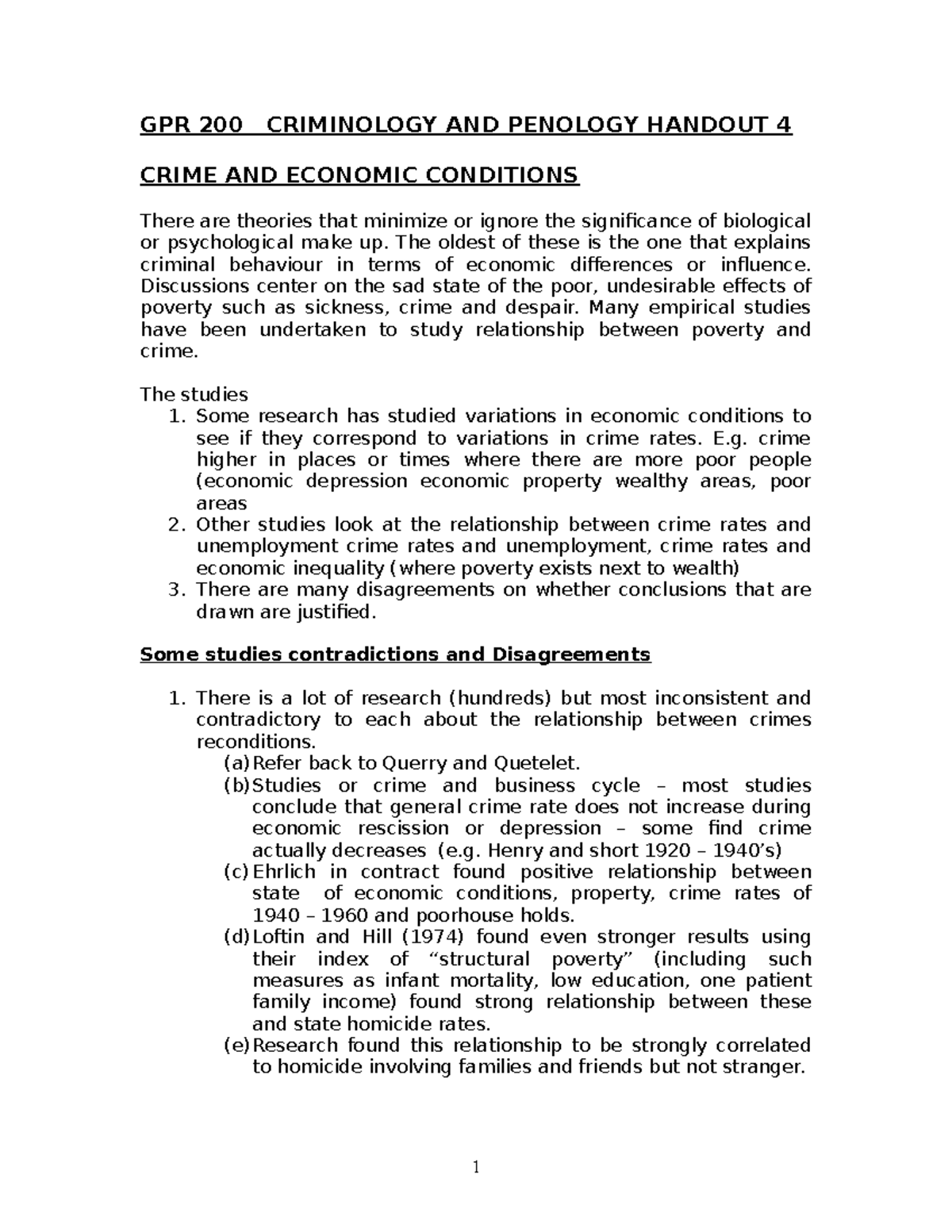 Criminology eco- sociological school - GPR 200 CRIMINOLOGY AND PENOLOGY ...