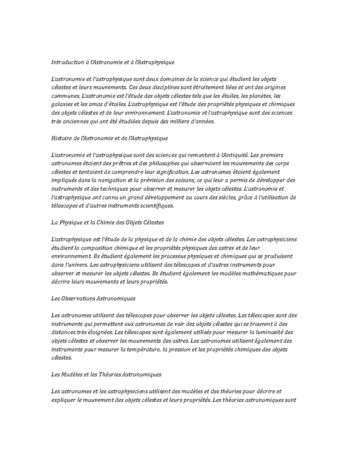 Astronomy and Astrophysics Notes de cours - Introduction à l'Astronomie ...