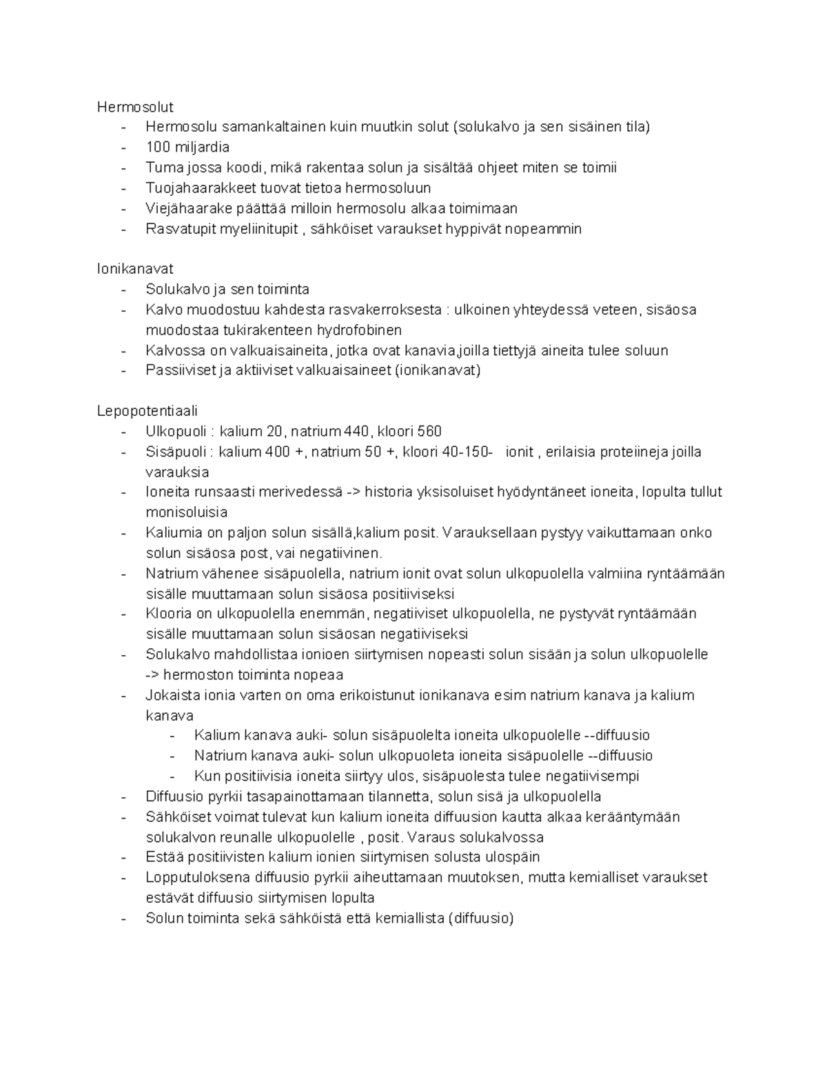 Neuro luento 1 - Hermosolun toimintaperiaate - Hermosolut - Hermosolu ...