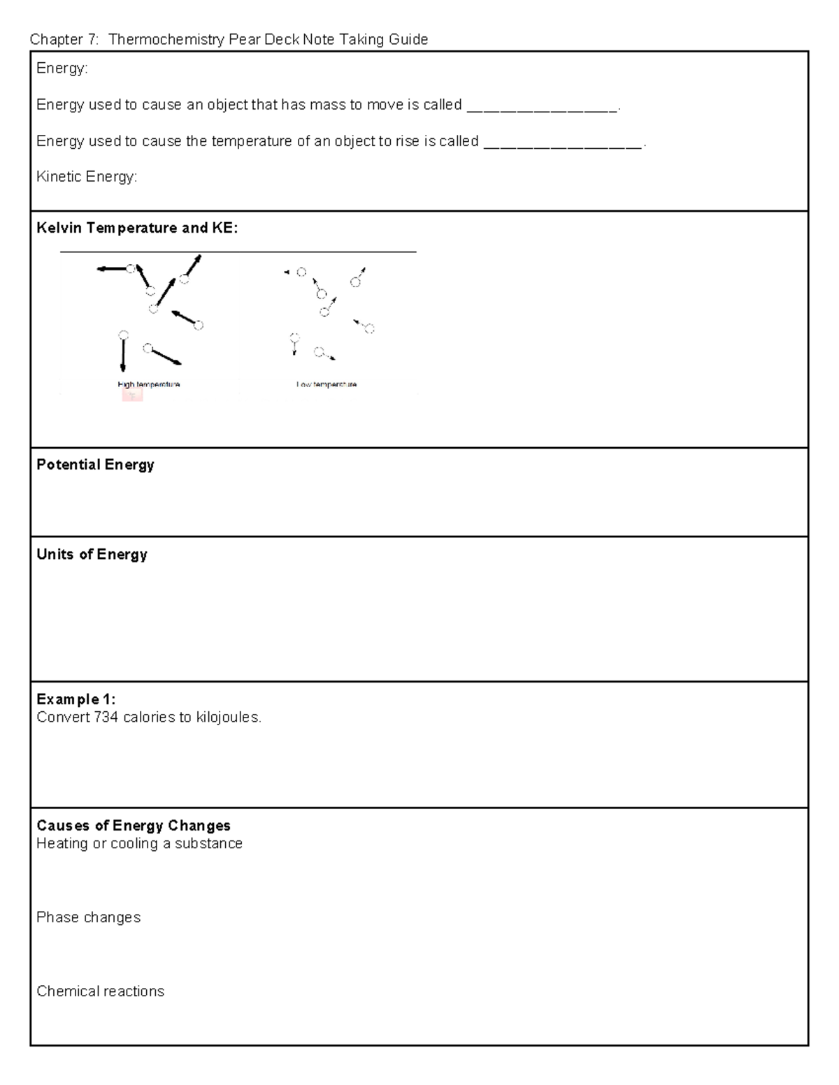 SCC Thermochemistry Note Taking Guide - Chapter 7: Thermochemistry Pear ...