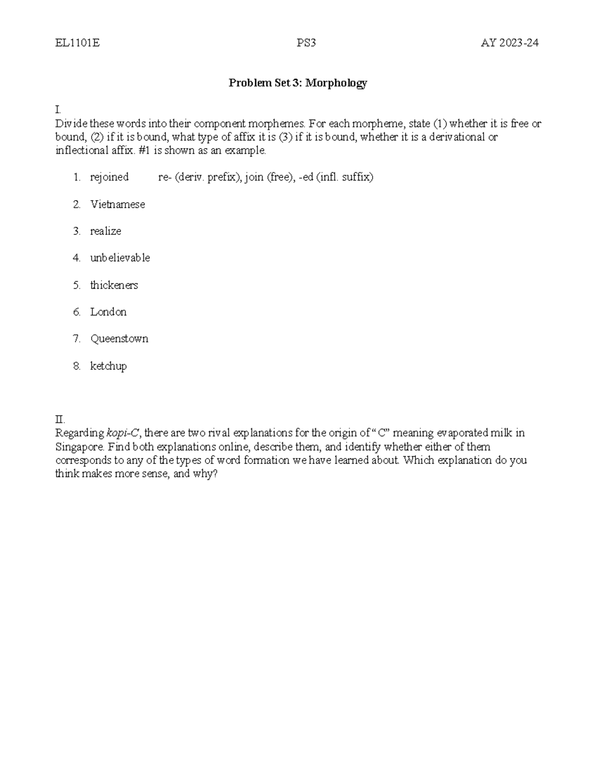 EL1101E Problem Set 3 Morphology - EL1101E PS3 AY 2023- Problem Set 3 ...