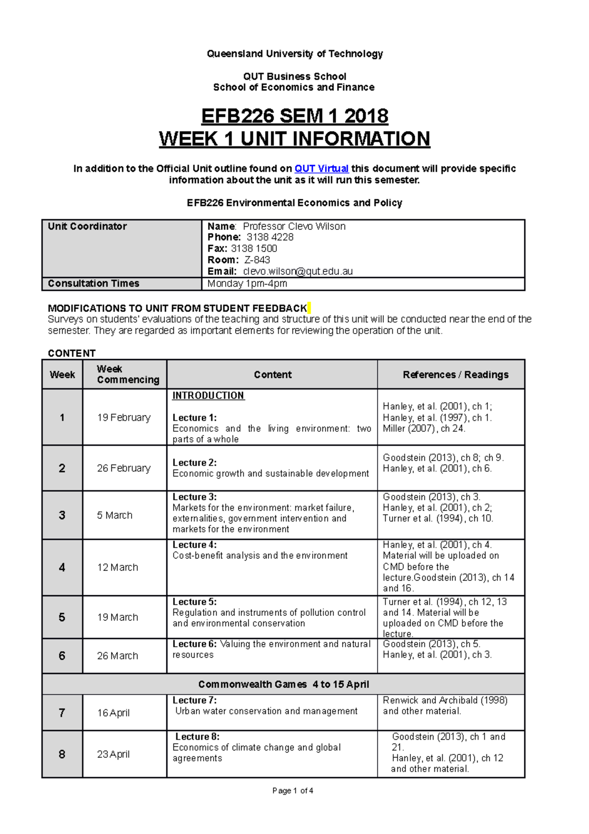 EFB 226 Week 1 Document 2018 semester 1 (final) - Queensland University ...