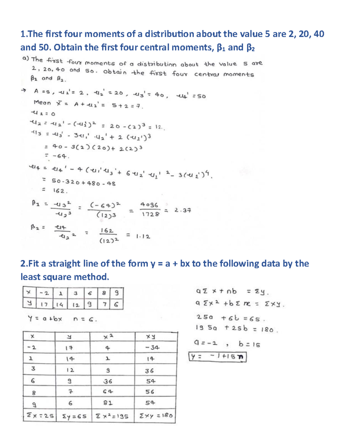 M3 Endsem by yash b - SPPU M3 QB WITH ANSWAR - 1 first four moments of a distribution about the ...