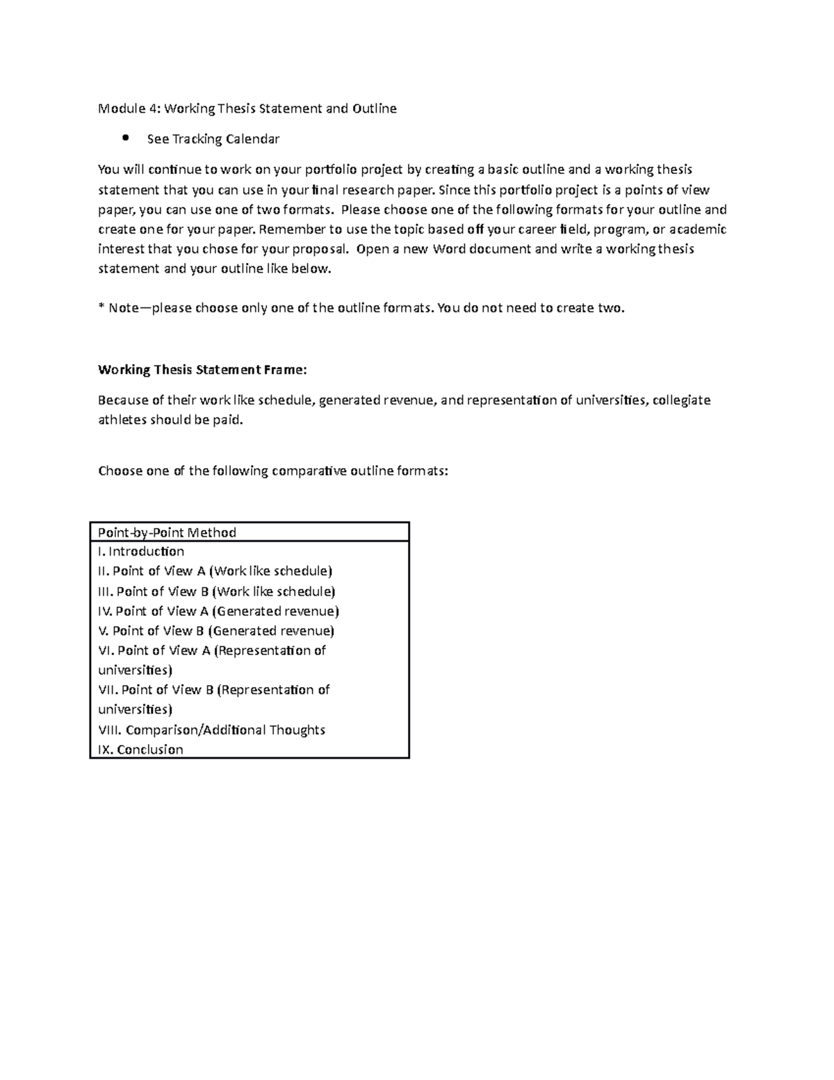 Module 4 Portfolio Project - Module 4: Working Thesis Statement and ...