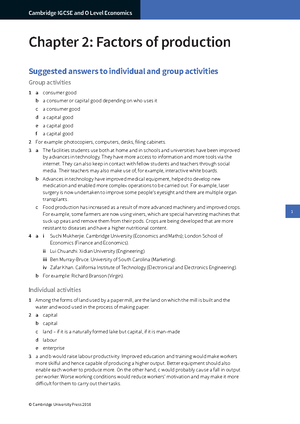 Cambridge Igcse and O Level Economics Workbook Answers - 1 Cambridge ...