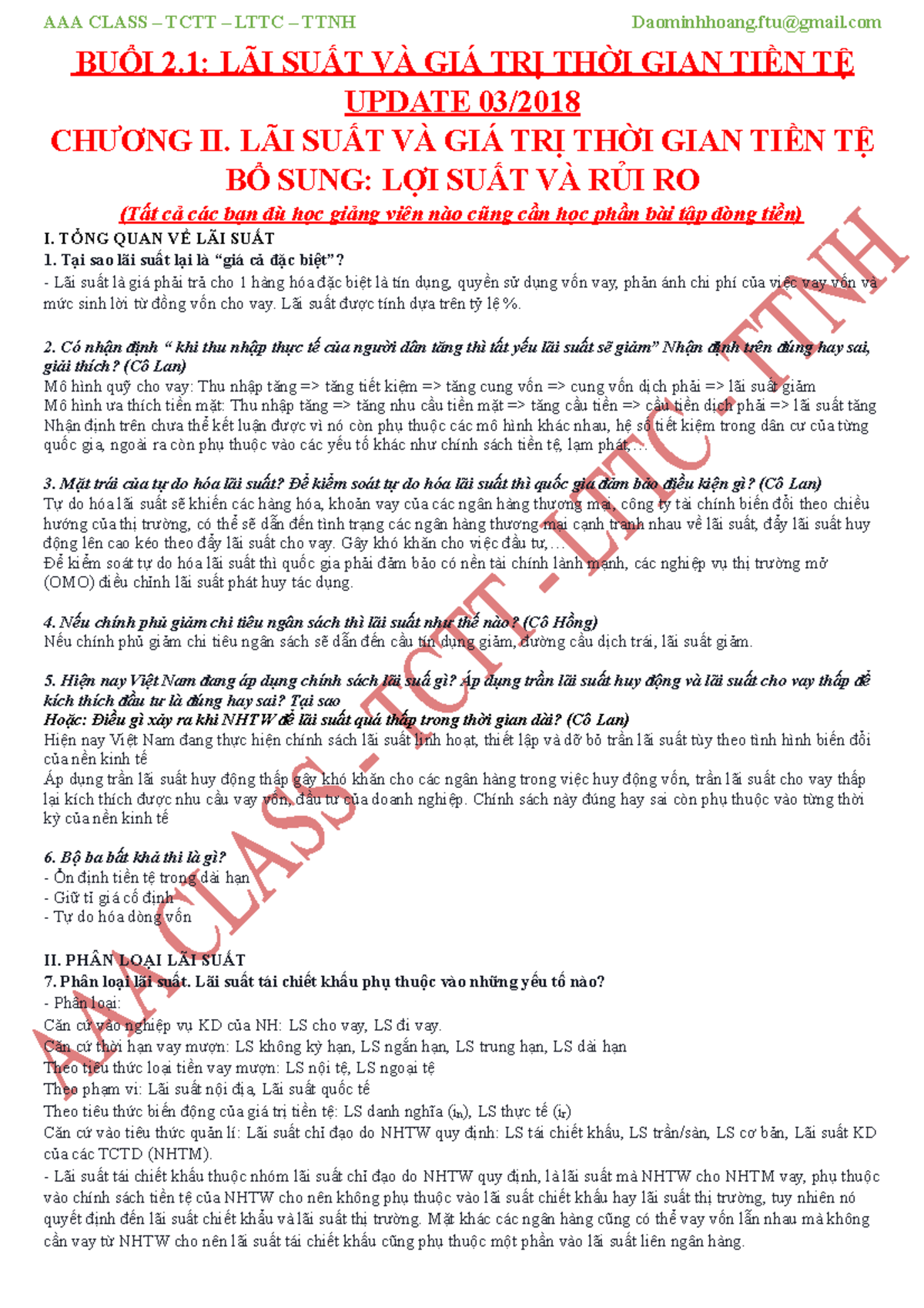 TL-BUỔI-2 - sfdsf - BUỔI 2: LÃI SUẤT VÀ GIÁ TRỊ THỜI GIAN TIỀN TỆ ...