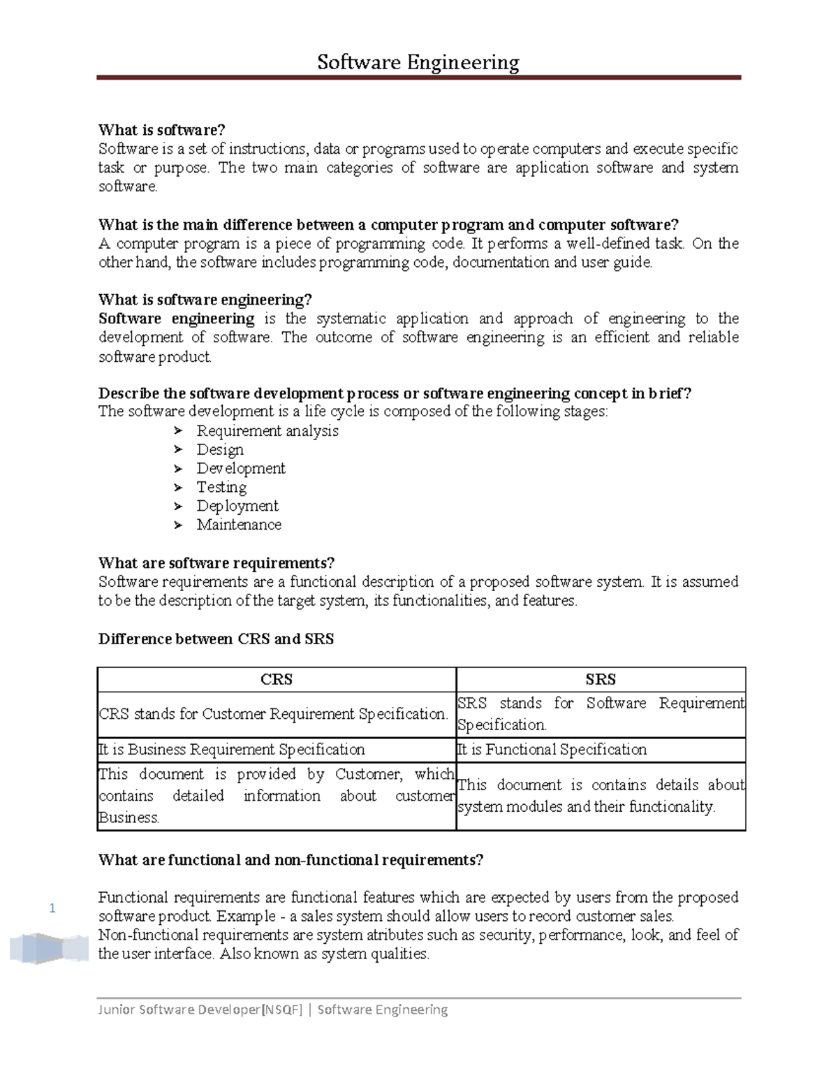 Junior software developers specialities and skills - Software ...