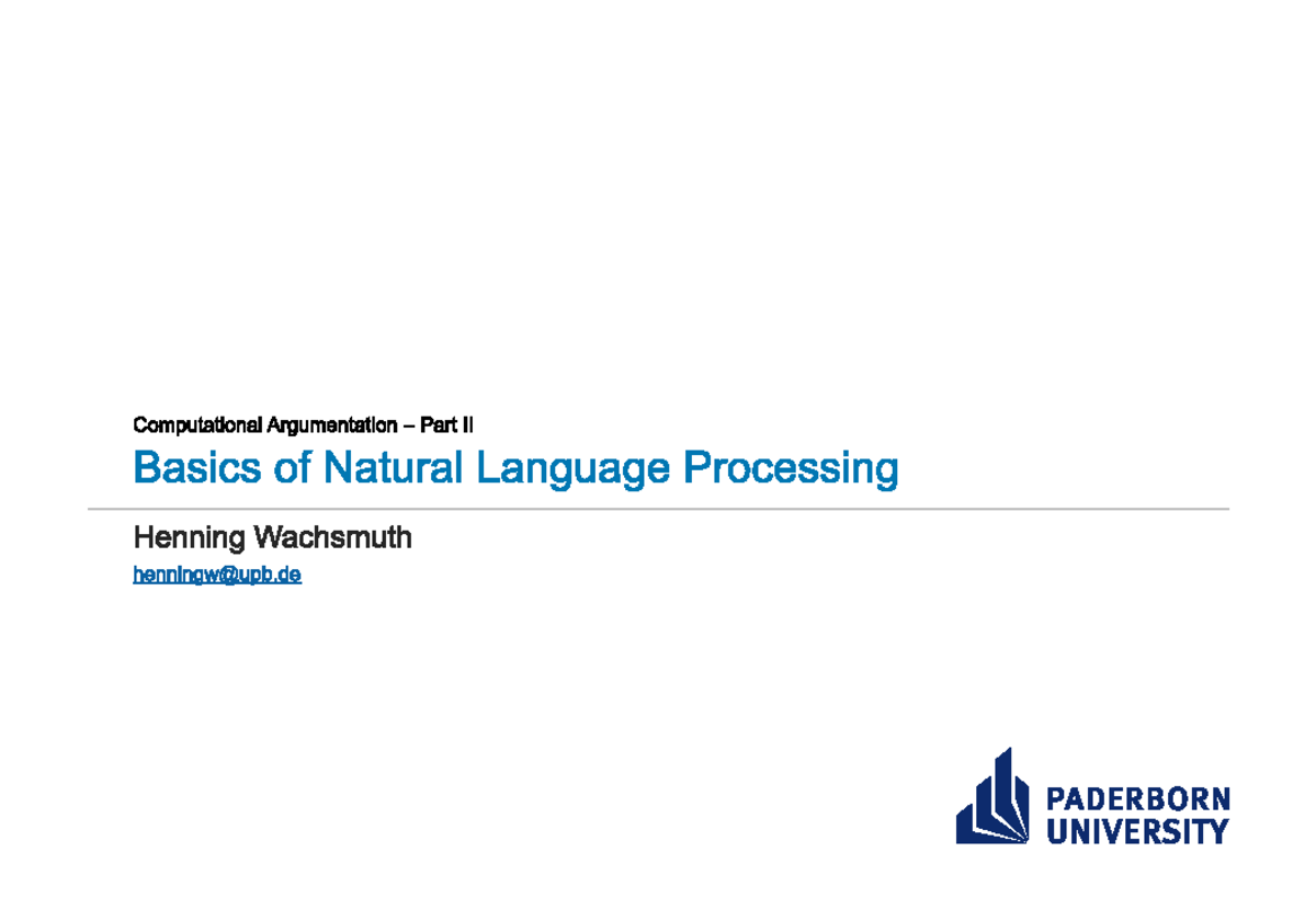 Basics of Natural Language Processing - Studocu