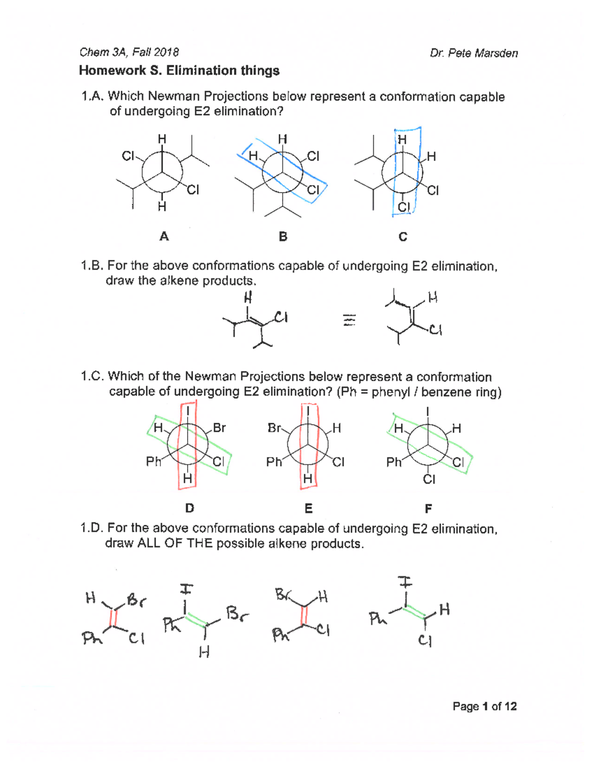 S. Elimination Overview (Chem 3A - Summer 2020) - Key - CHEM 3A - UCB ...