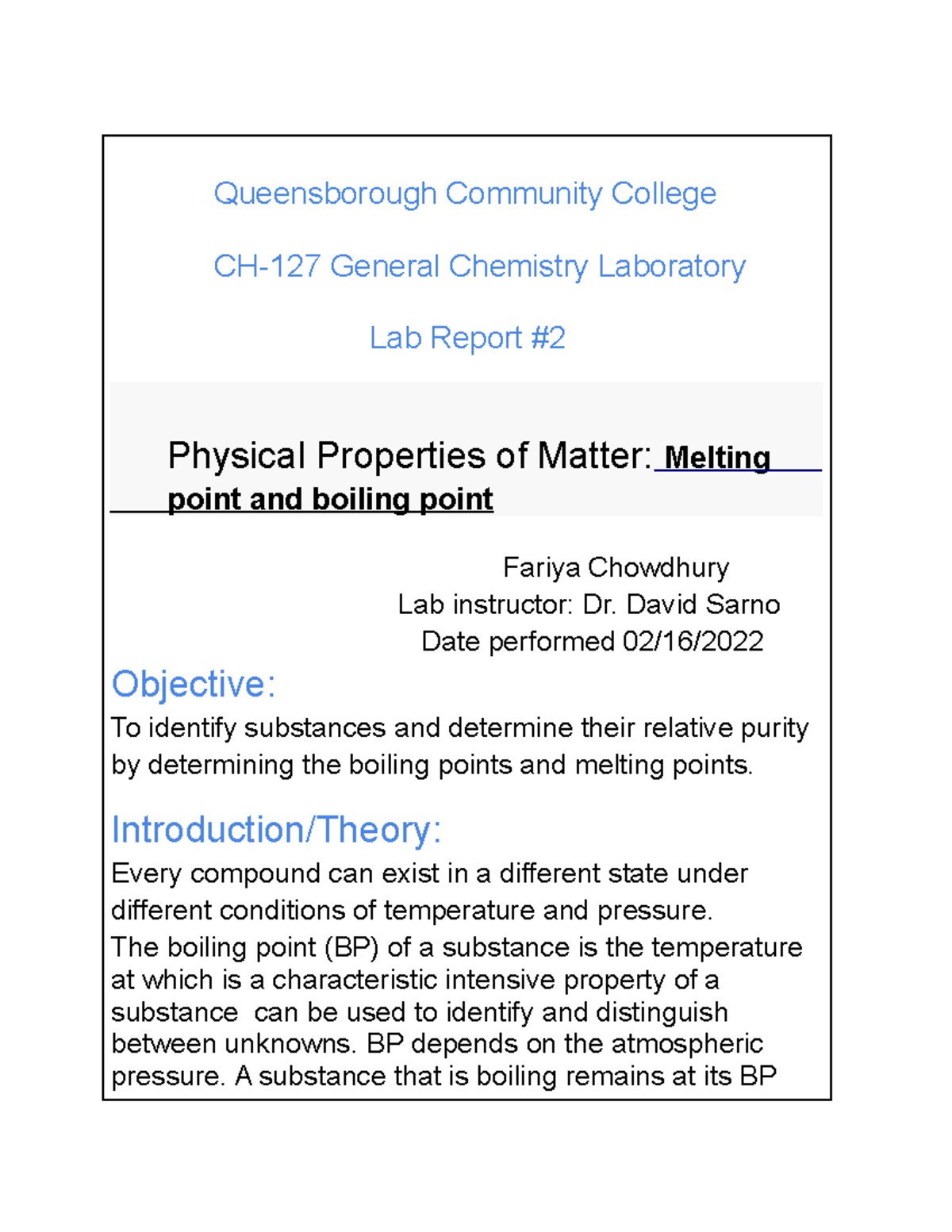 Physical Properties of Matter: Melting point and boiling point ...
