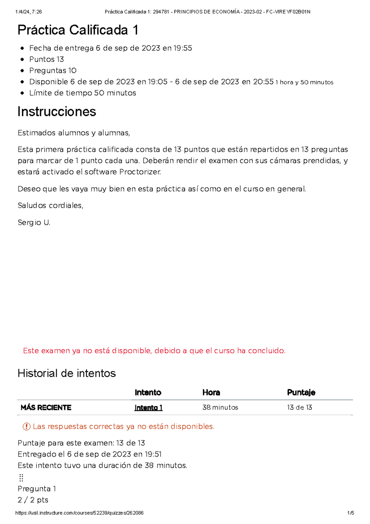Práctica Calificada 1 294781 - Principios DE Economía - 2023-02 - FC- Vireyf 02B01N - Práctica ...