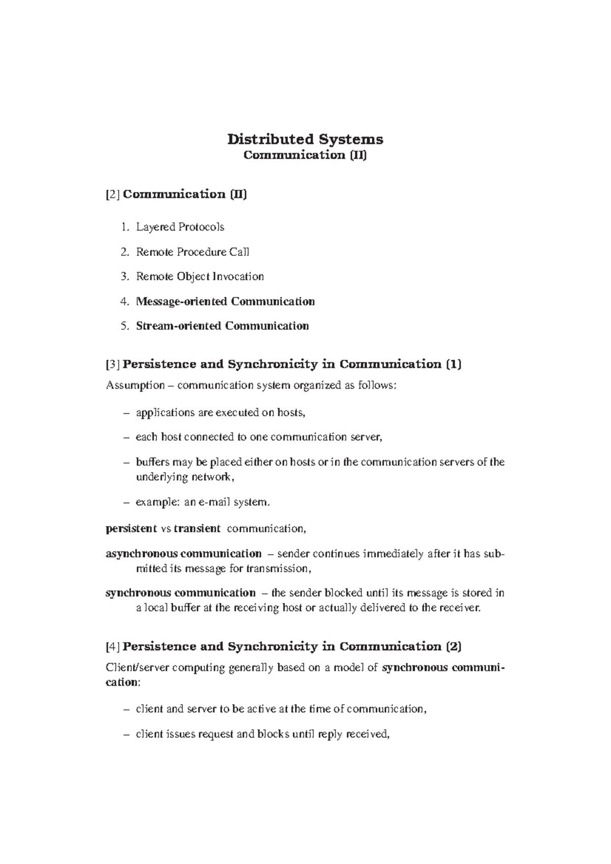Rso03 pre - ssacascas - Distributed Systems Communication (II) [2] Communication (II) Layered ...