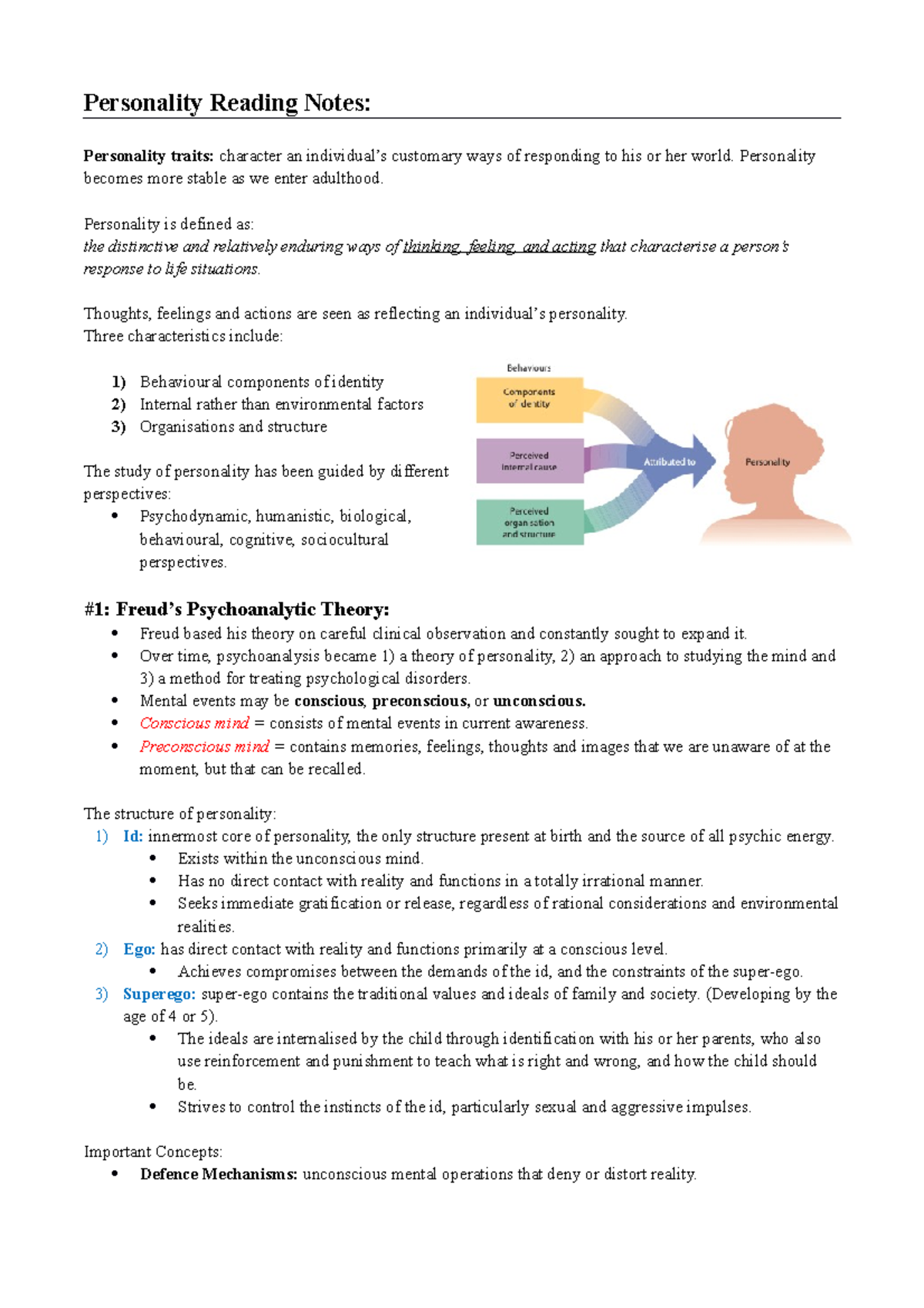 Personality Reading Notes - Personality Reading Notes: Personality ...