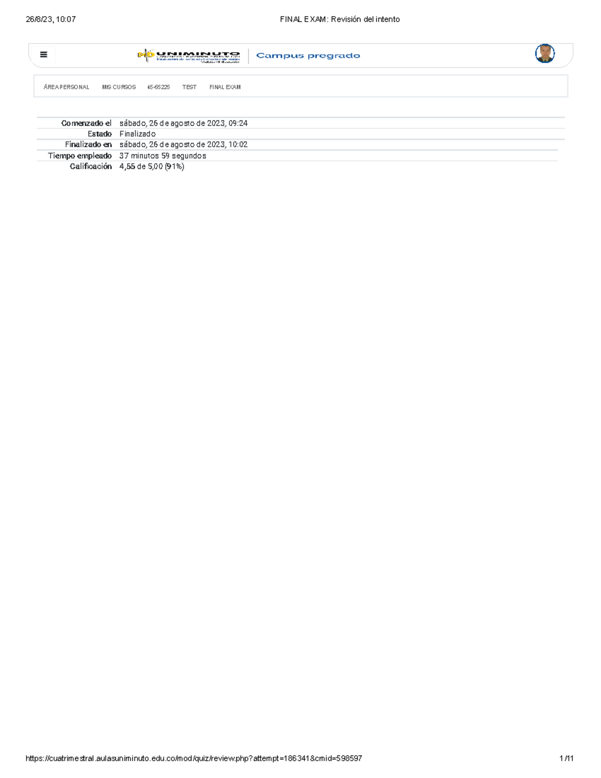 Examen Final-Revisión del Intento -English Level III - ÁREA PERSONAL ...