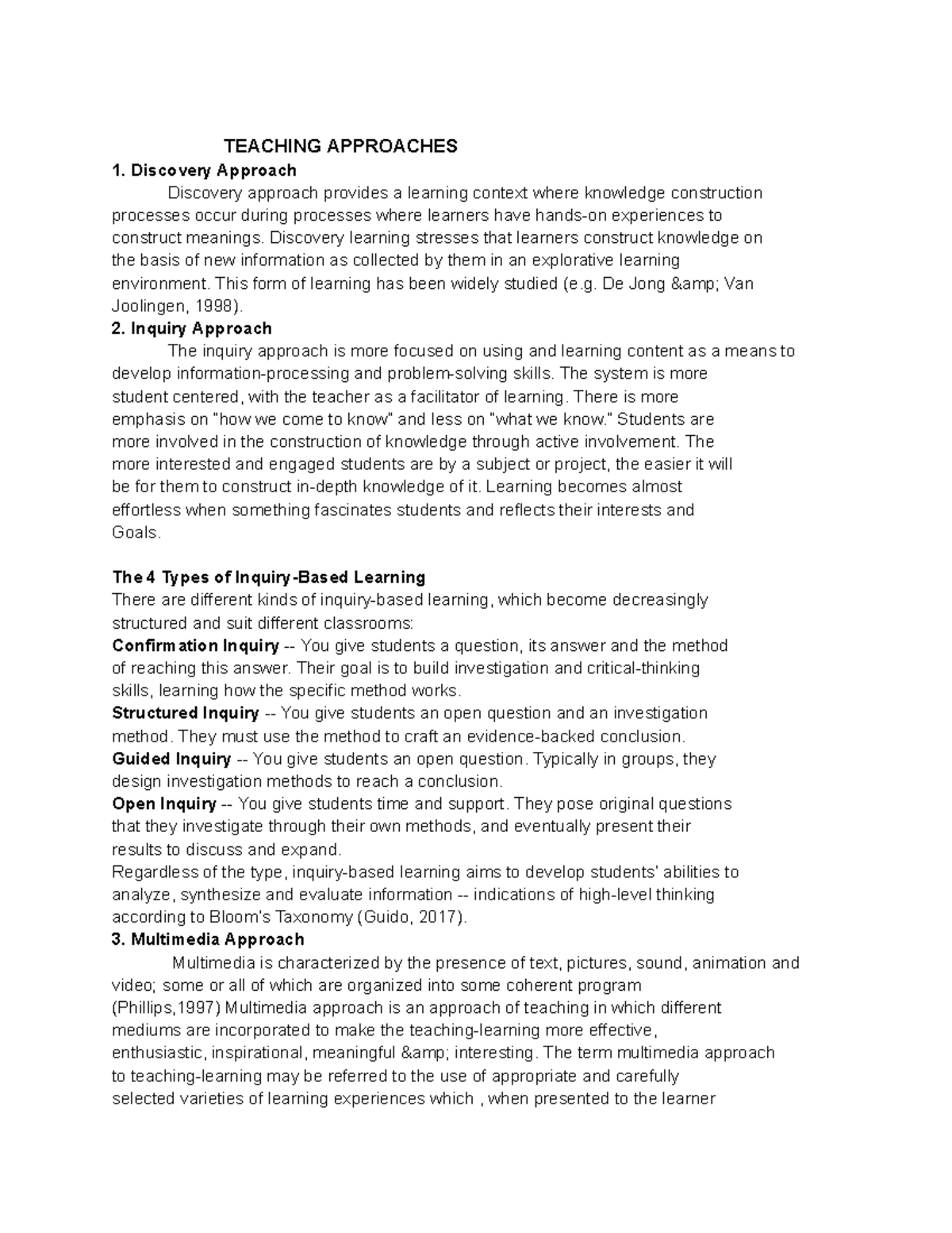 Teaching- Approaches - lesson planning - TEACHING APPROACHES Discovery ...