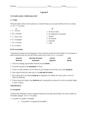 Spanish 102 Credito Extra Ch. 9 - Nombre