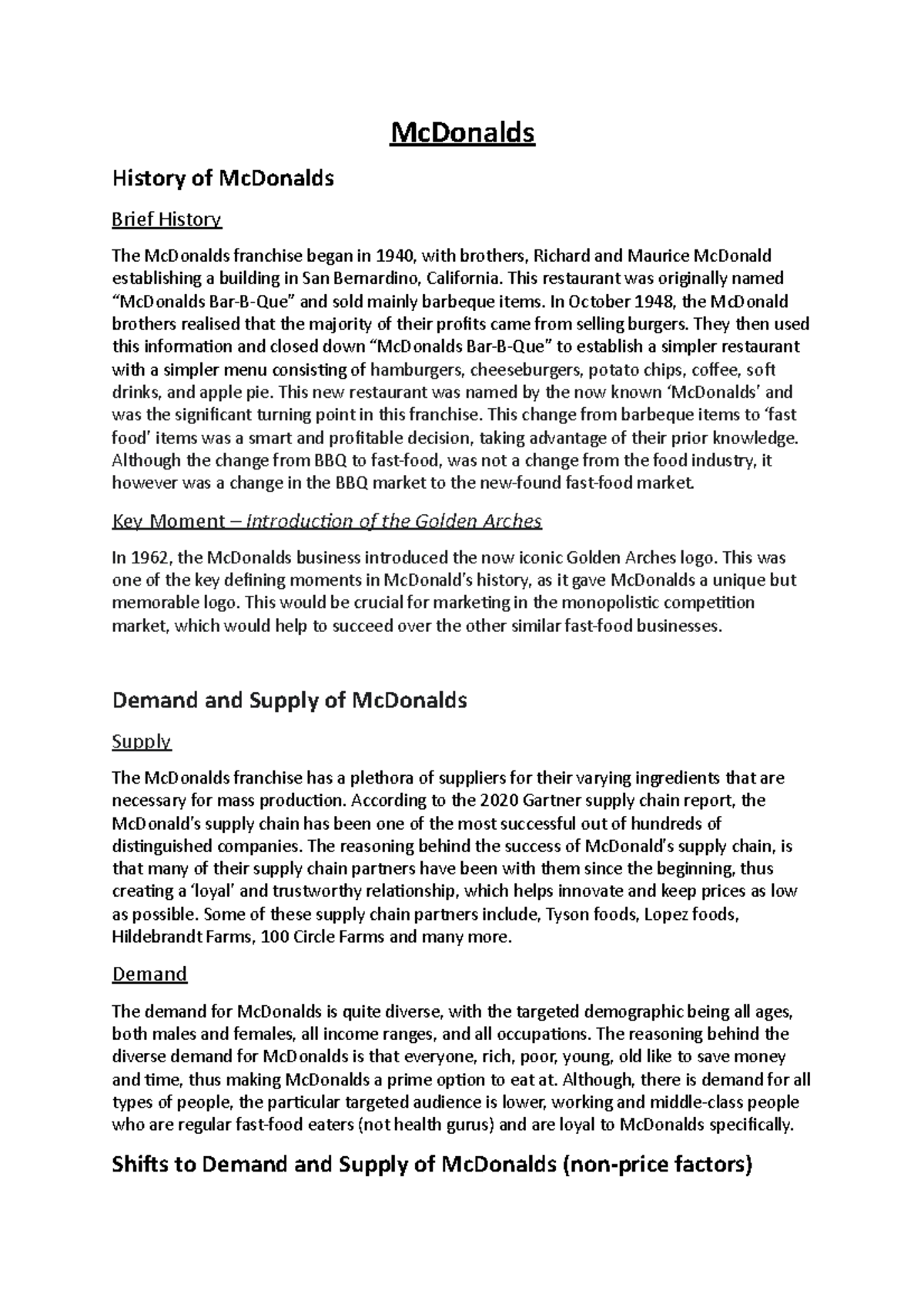 Mc Donalds - mcd - McDonalds History of McDonalds Brief History The ...