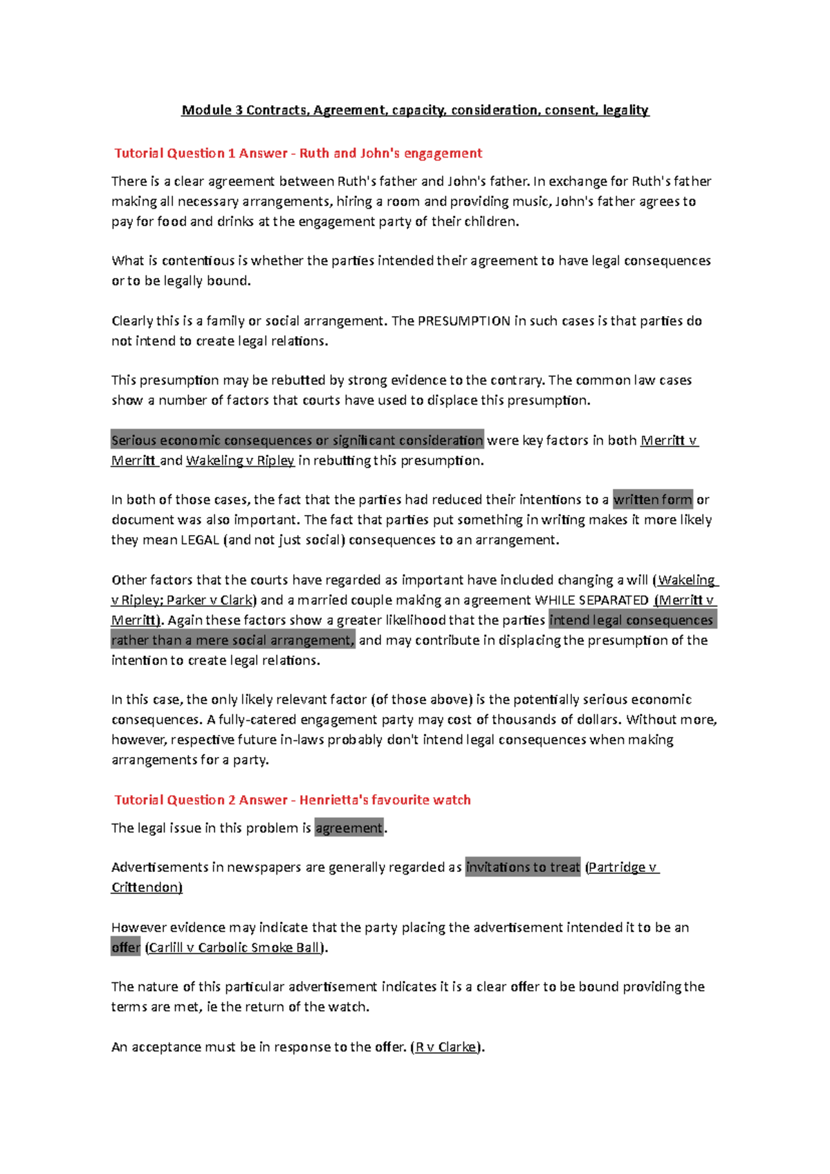 Module 3 Contracts - Module 3 Contracts, Agreement, capacity ...