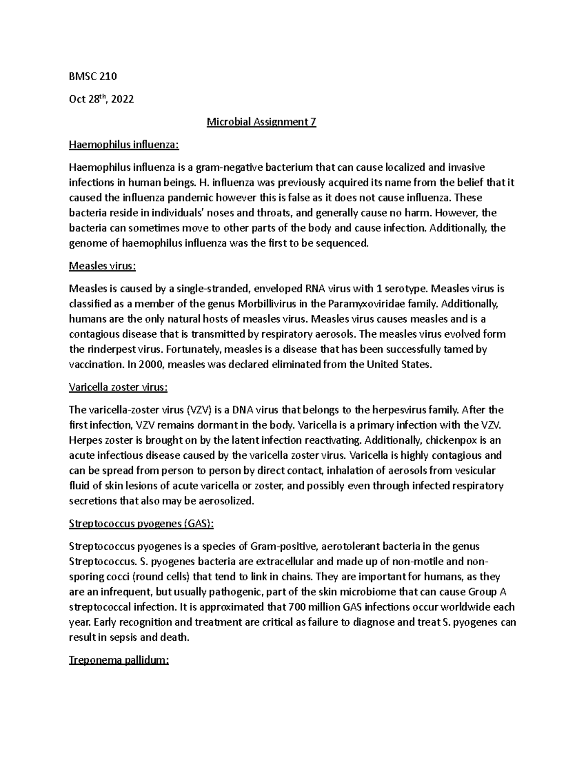 Microbial Assignment 7 - BMSC 210 Oct 28th, 2022 Microbial Assignment 7 ...