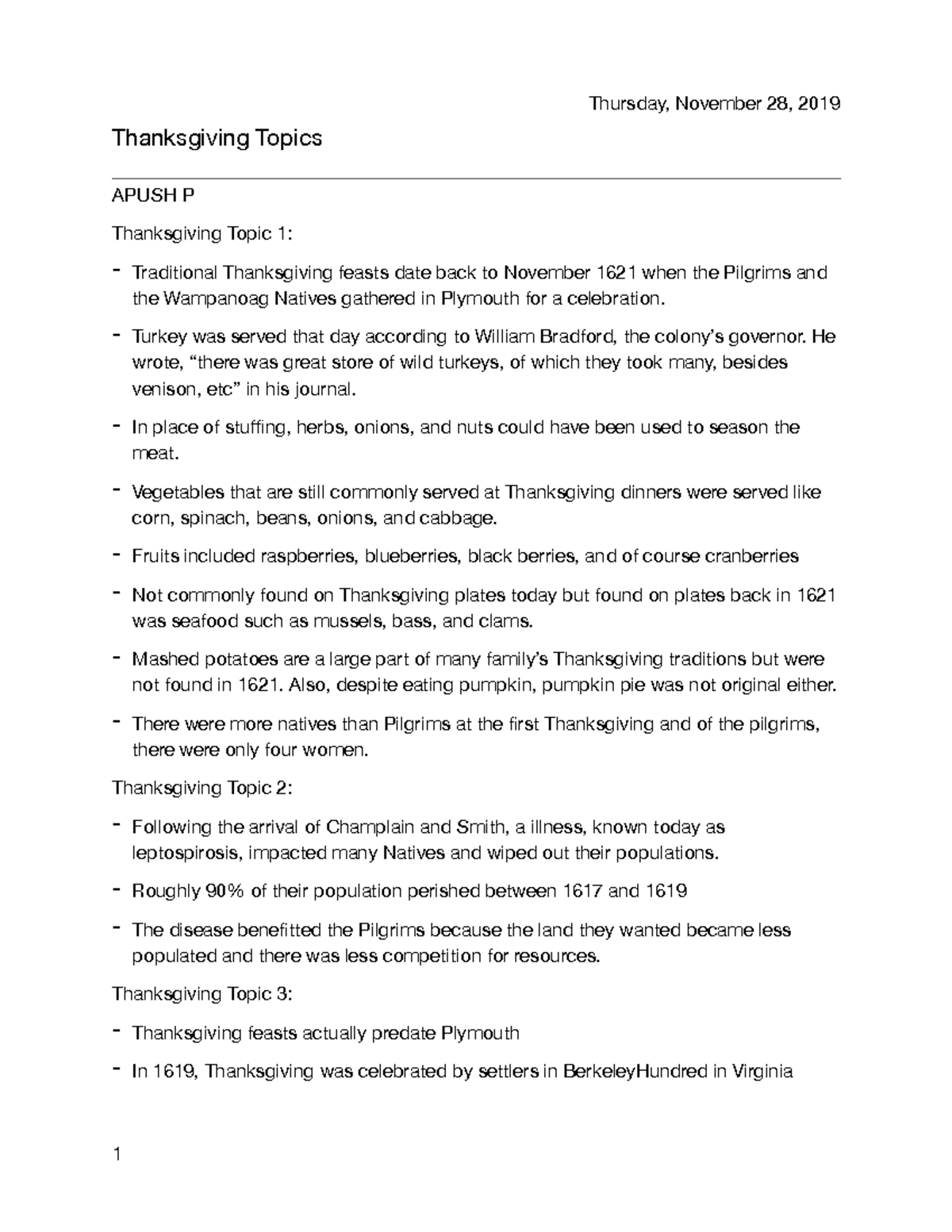 The Real Thanksgiving - Thursday, November 28, 2019 Thanksgiving Topics ...