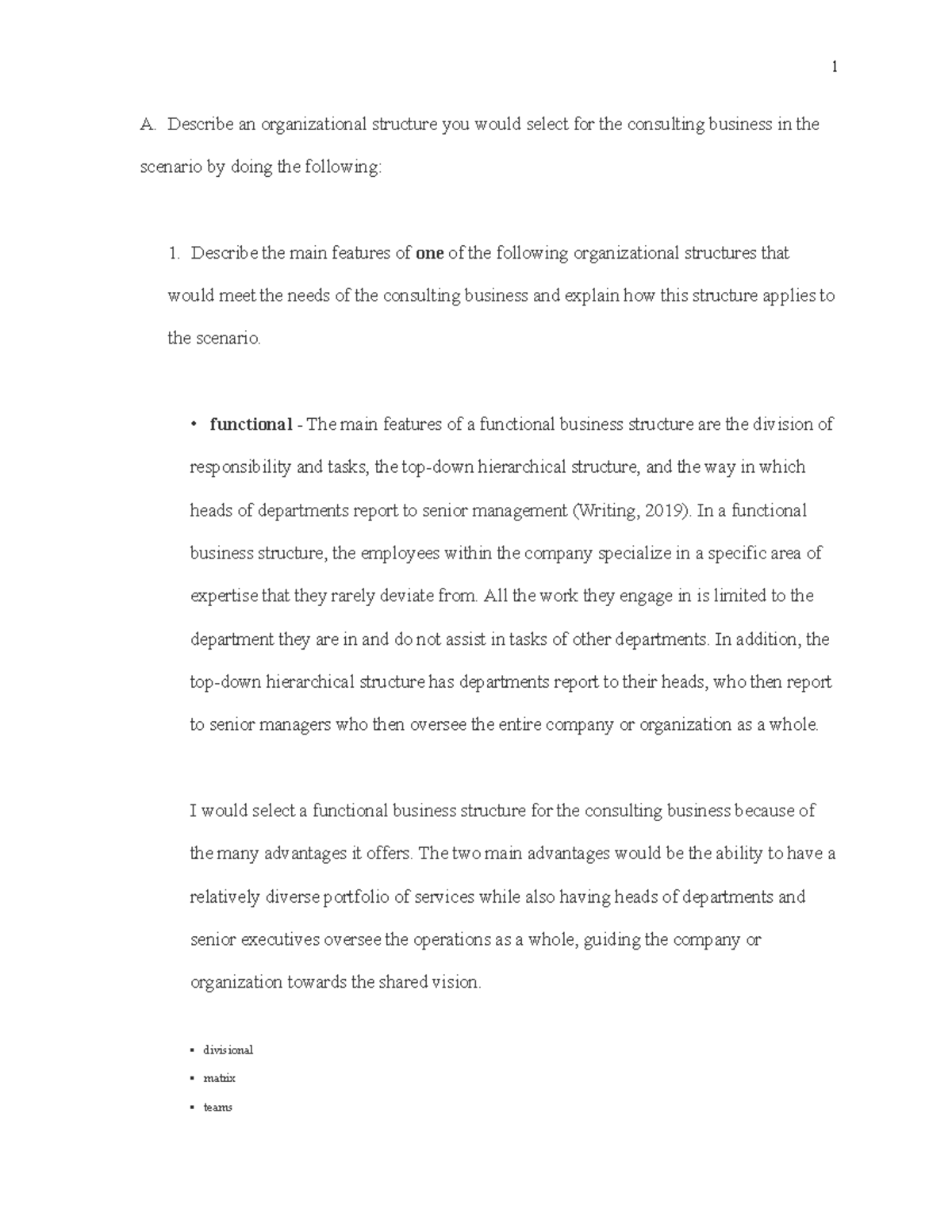 WGU - Business Environment Applications Task 1 - A. Describe an ...