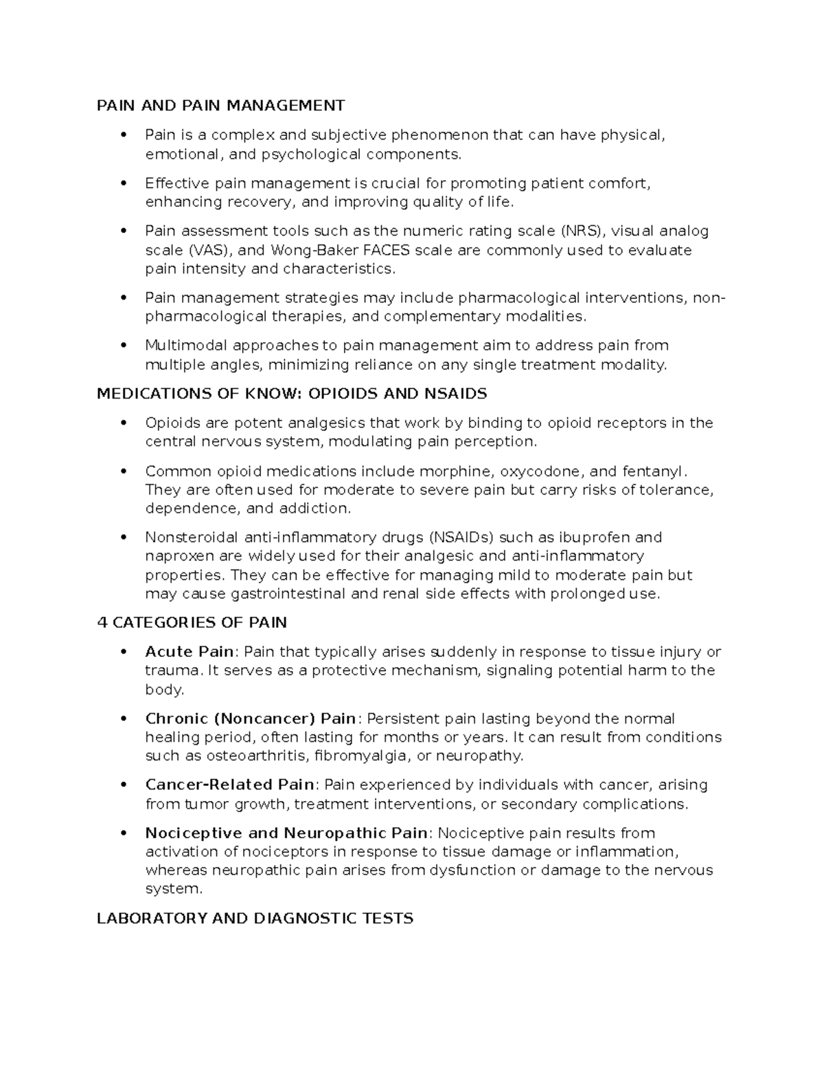 PAIN AND PAIN Management - PAIN AND PAIN MANAGEMENT Pain is a complex ...